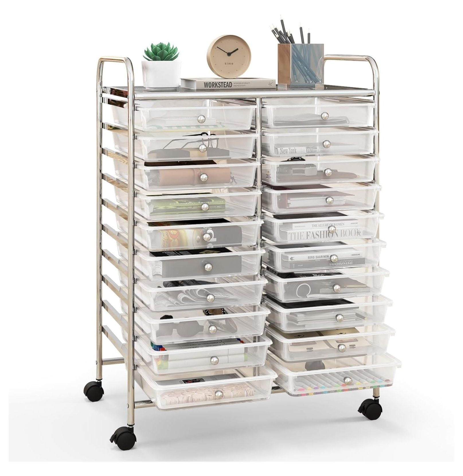 20-Drawer Organizer Cart Tools, Mobile Utility Storage Cart with ...