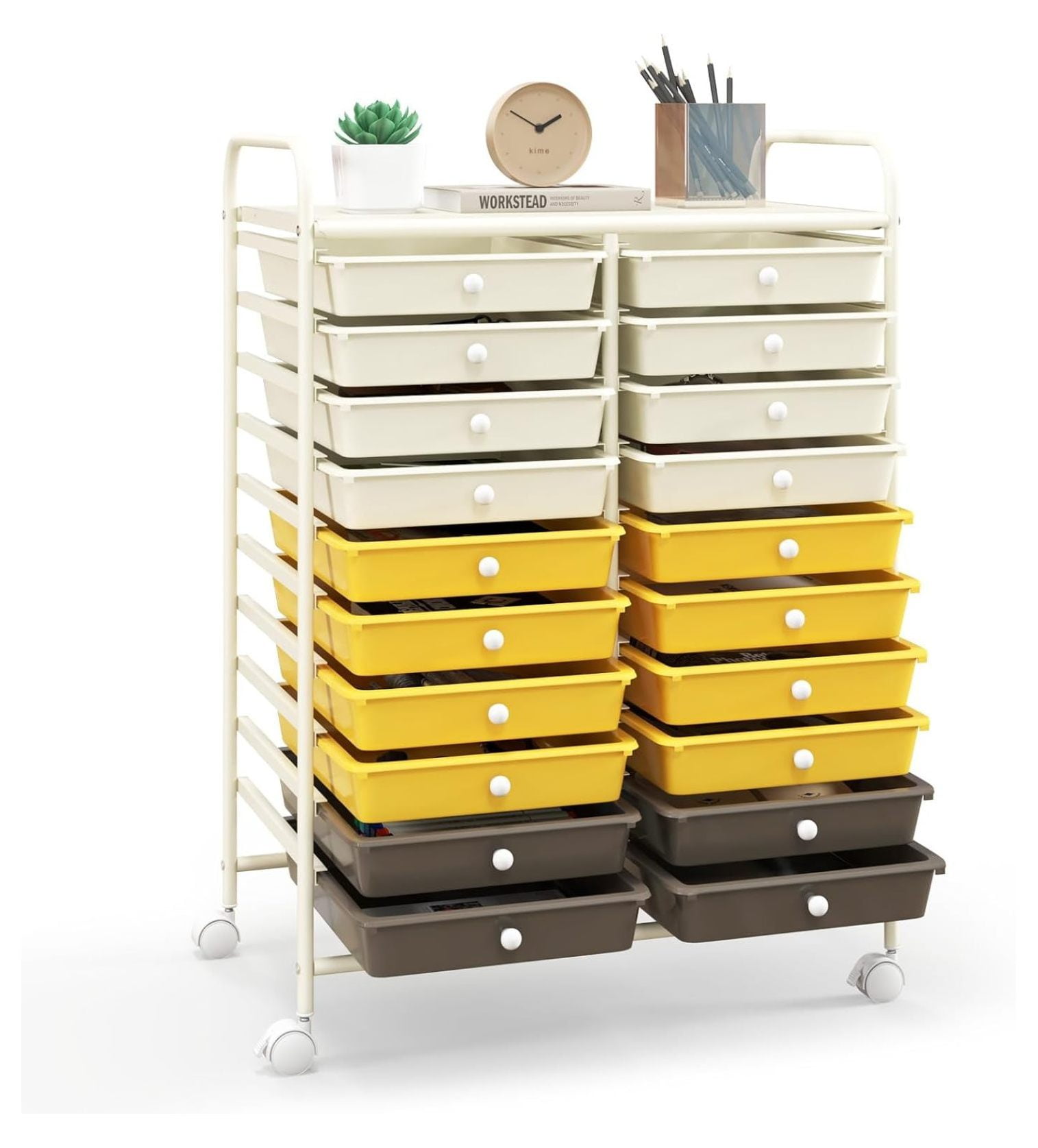 20-Drawer Organizer Cart Tools, Mobile Utility Storage Cart with ...