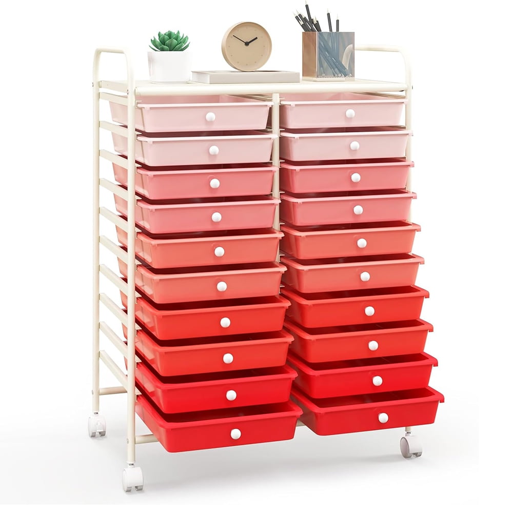 20-Drawer Organizer Cart Tools, Rolling Storage Cart,Mobile Versatile ...