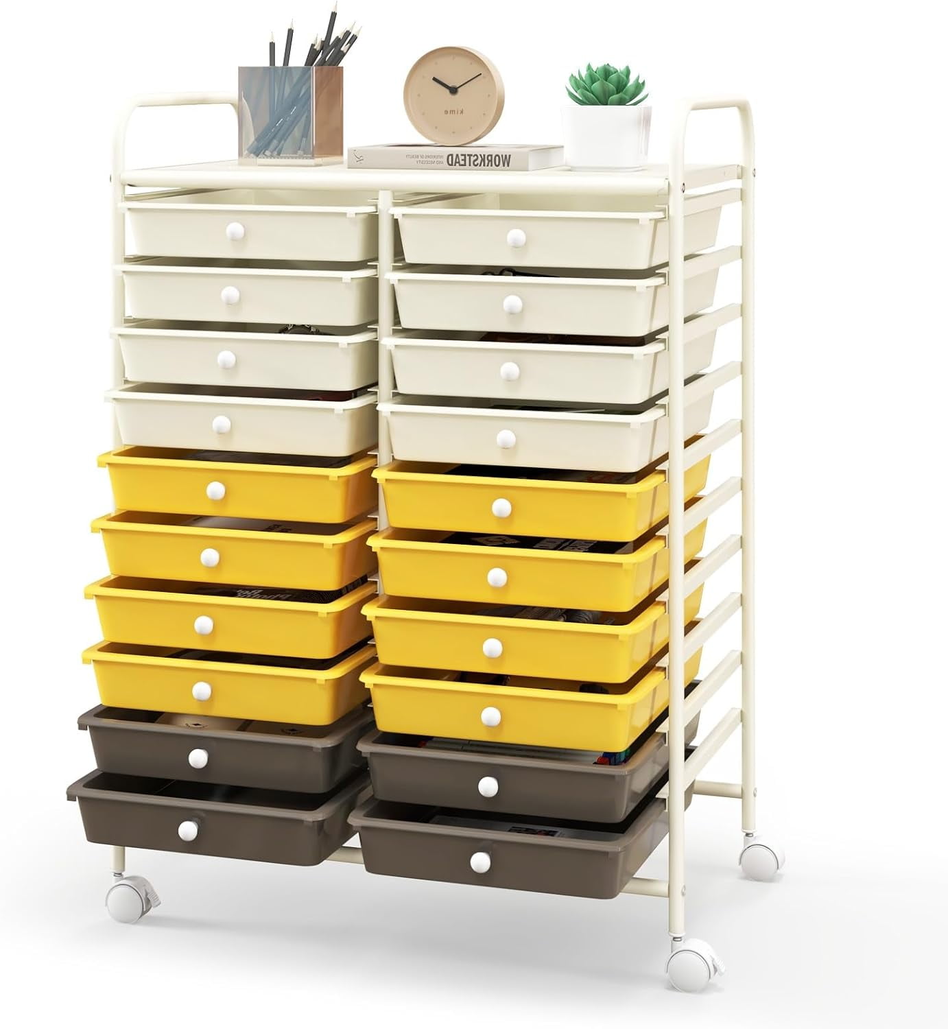 20-Drawer Rolling Cart with Drawers, Storage Cart with Universal Wheel ...