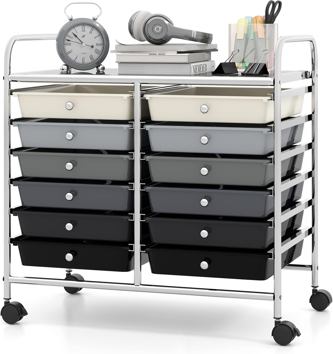 20-Drawer Rolling Cart with Drawers Storage Cart with Universal Wheel ...