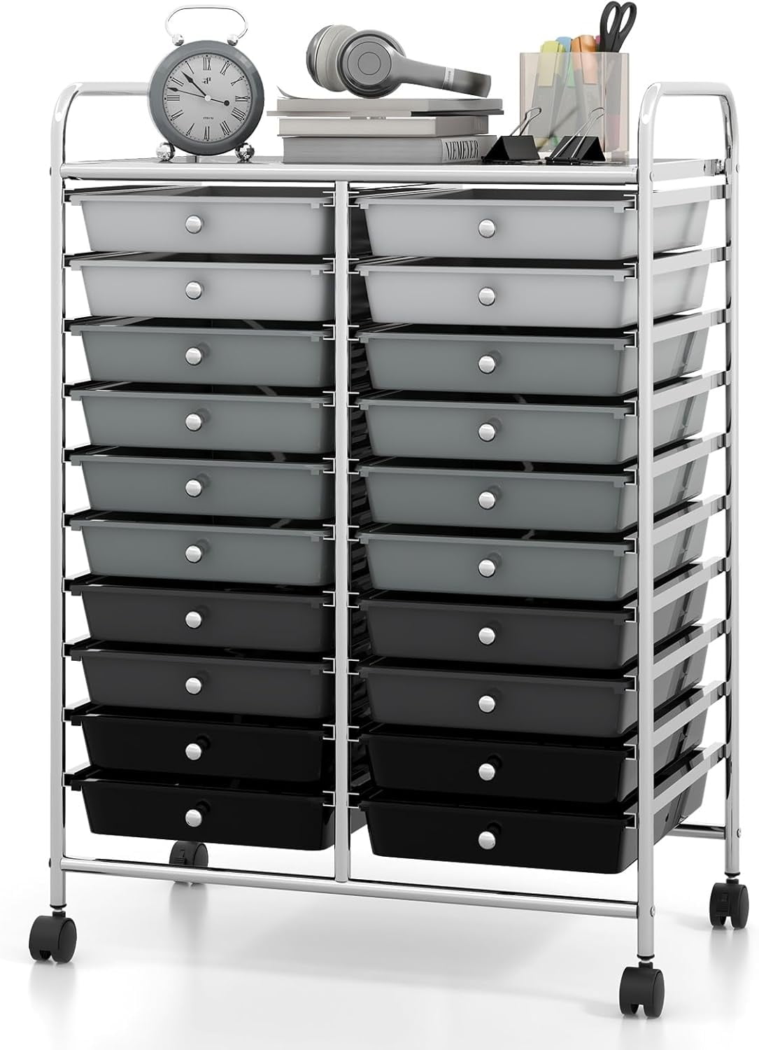 20-Drawer Rolling Cart with Drawers Storage Cart with Universal Wheel ...