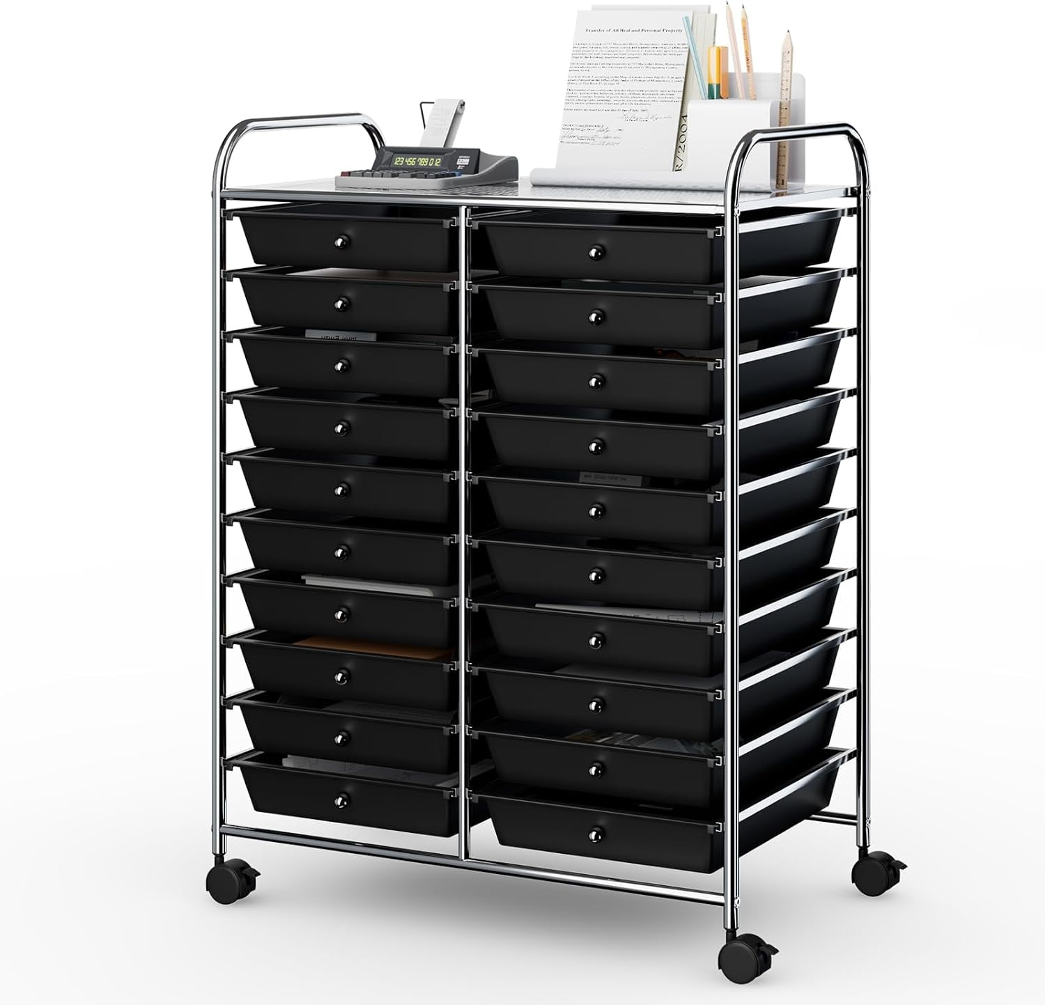 20-Drawer Rolling Cart with Drawers Storage Cart with Universal Wheel ...