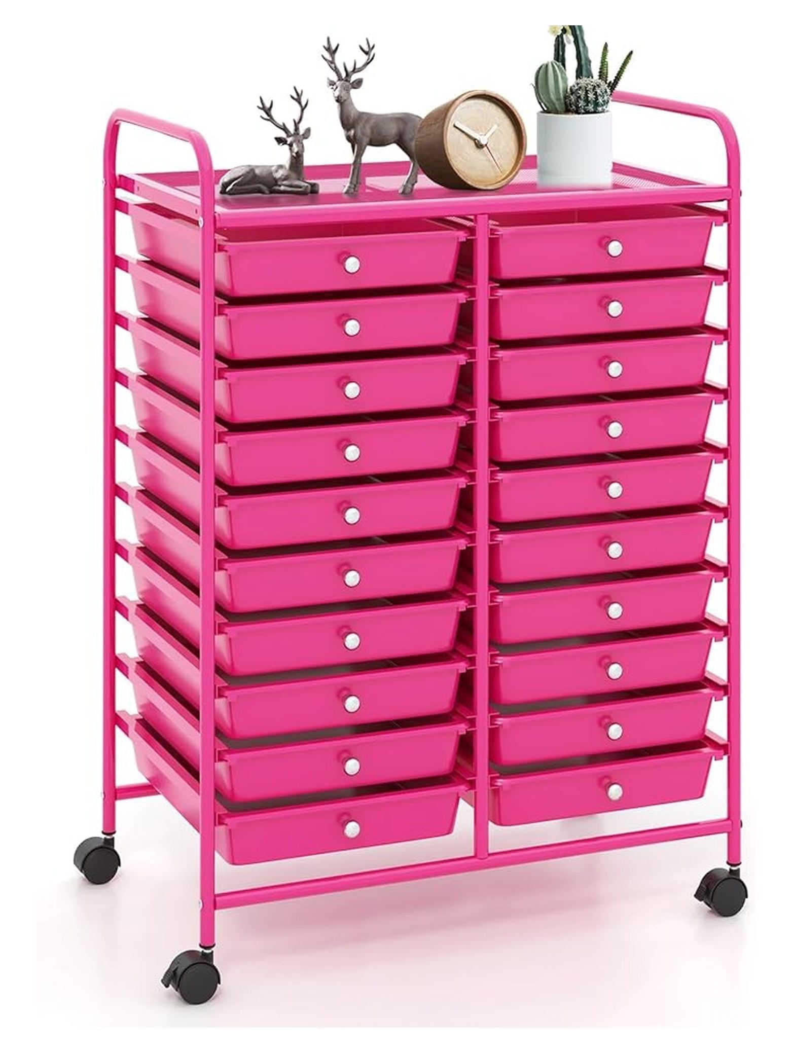 20 Drawer Rolling Storage Cart, Art Cart Organizer with Wheels for ...