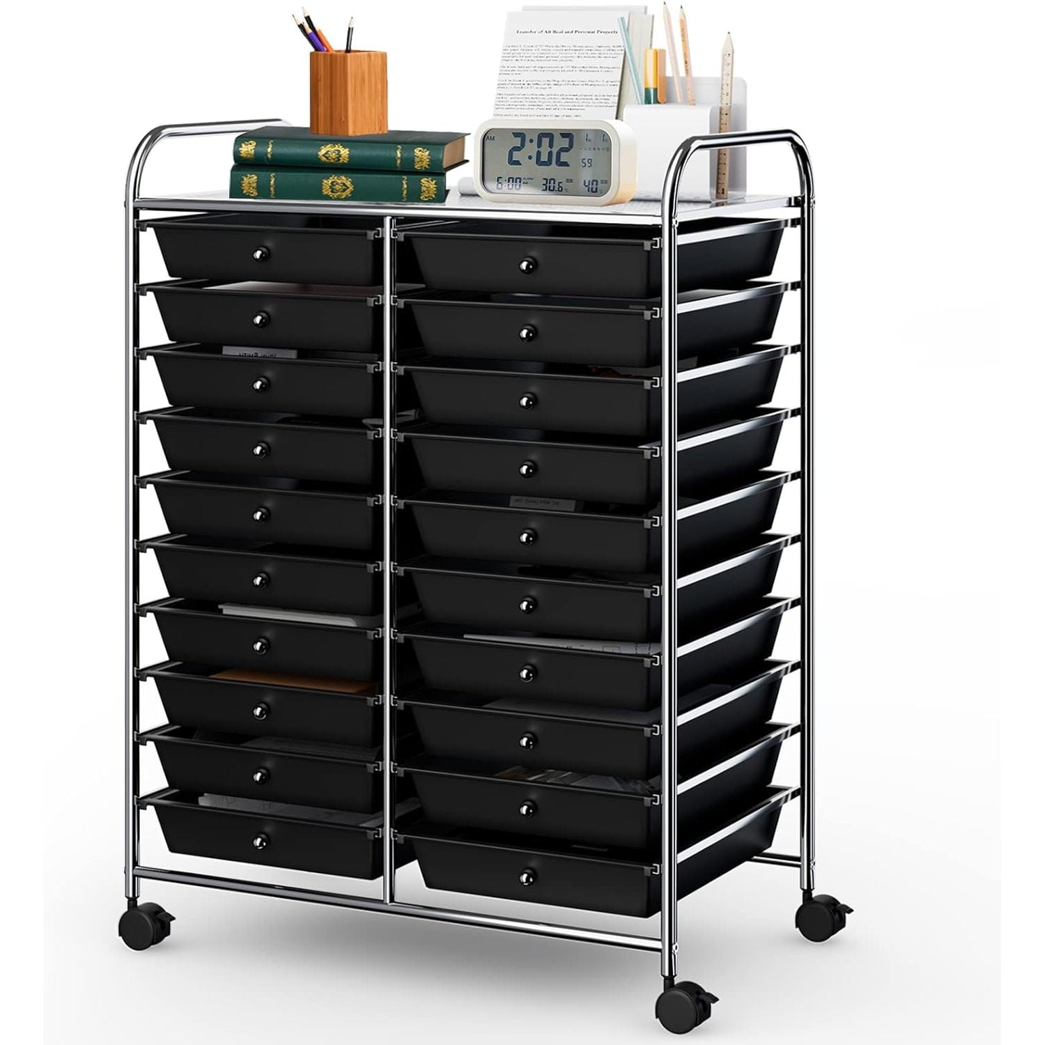 20-Drawer Rolling Storage Cart, Art Cart Organizer on Wheels, Metal ...