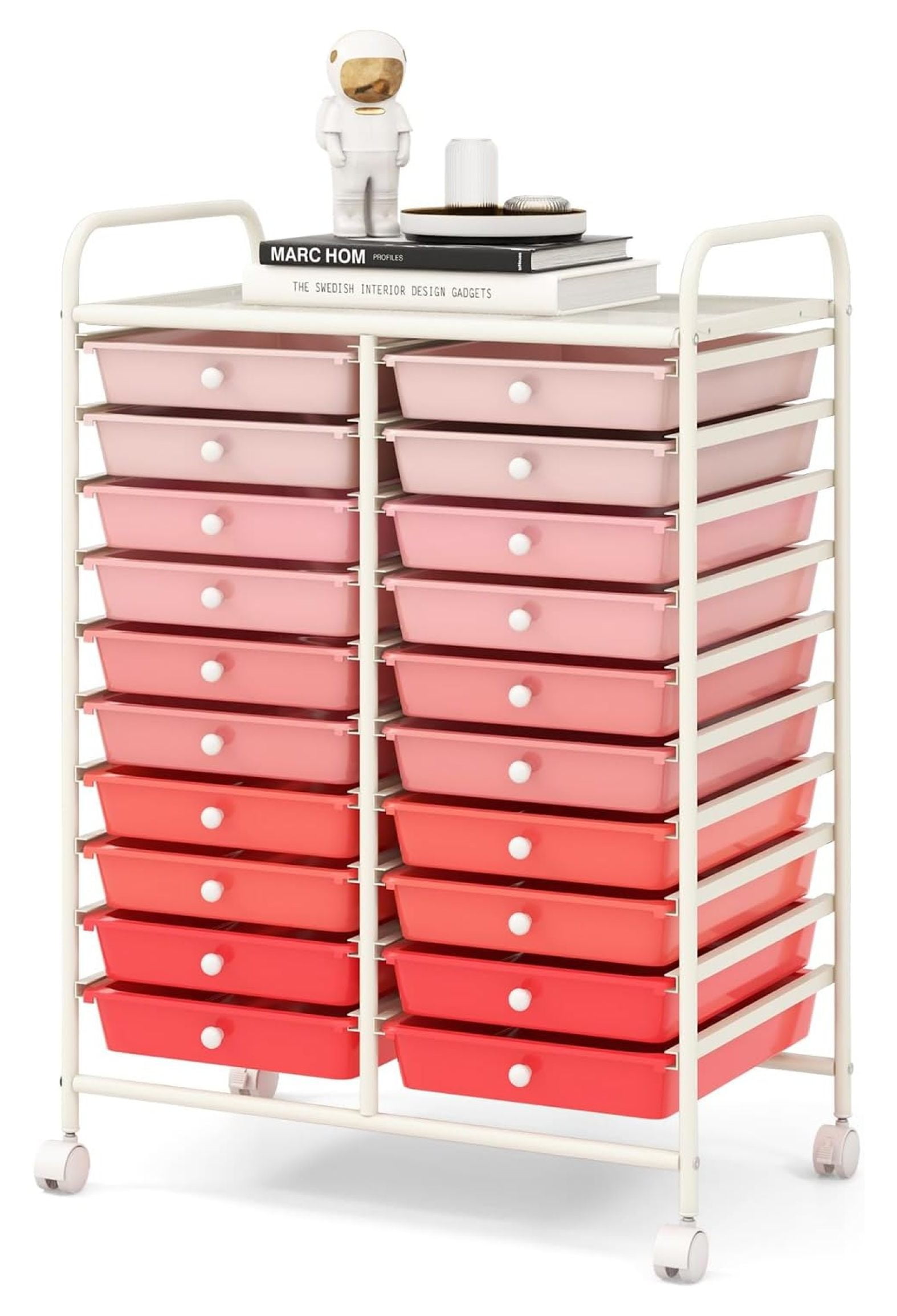 20 Drawer Rolling Storage Cart, Mobile Rolling Cart w/Drawers for ...