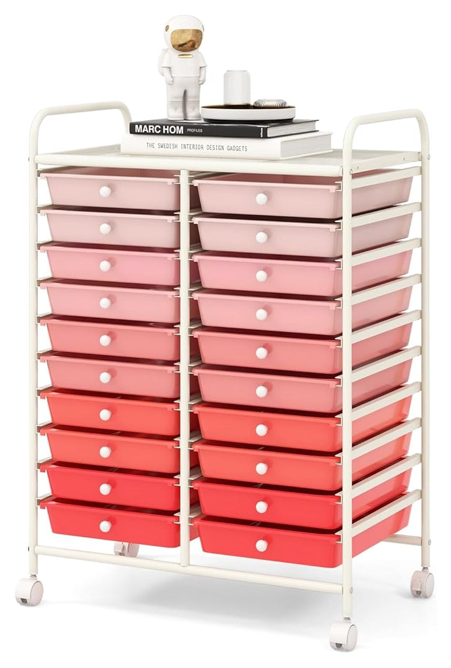 20 Drawer Rolling Storage Cart, Mobile Rolling Cart w/Drawers for ...