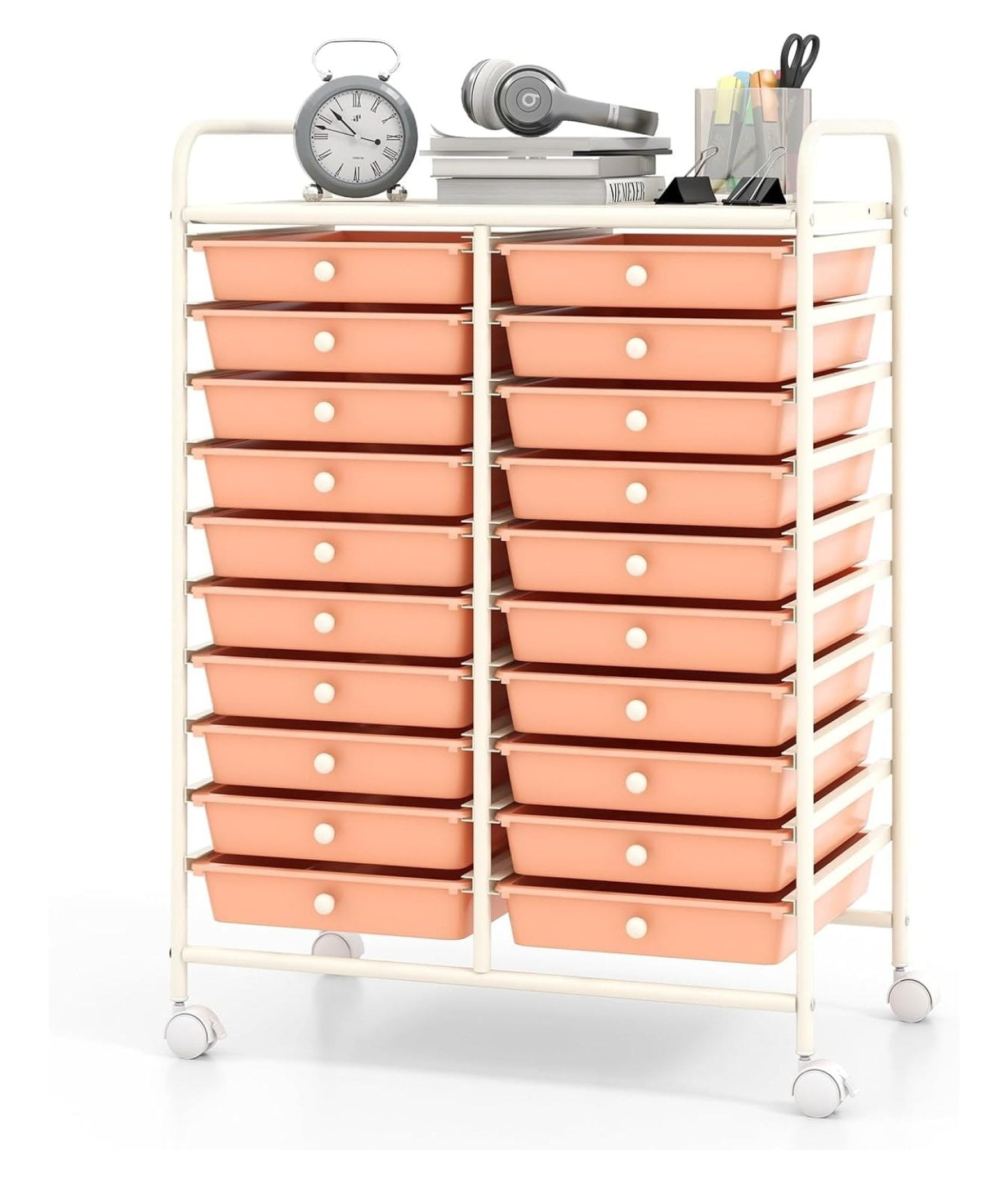 20-Drawer Rolling Storage Cart - Mobile Rolling Cart w/Drawers for ...