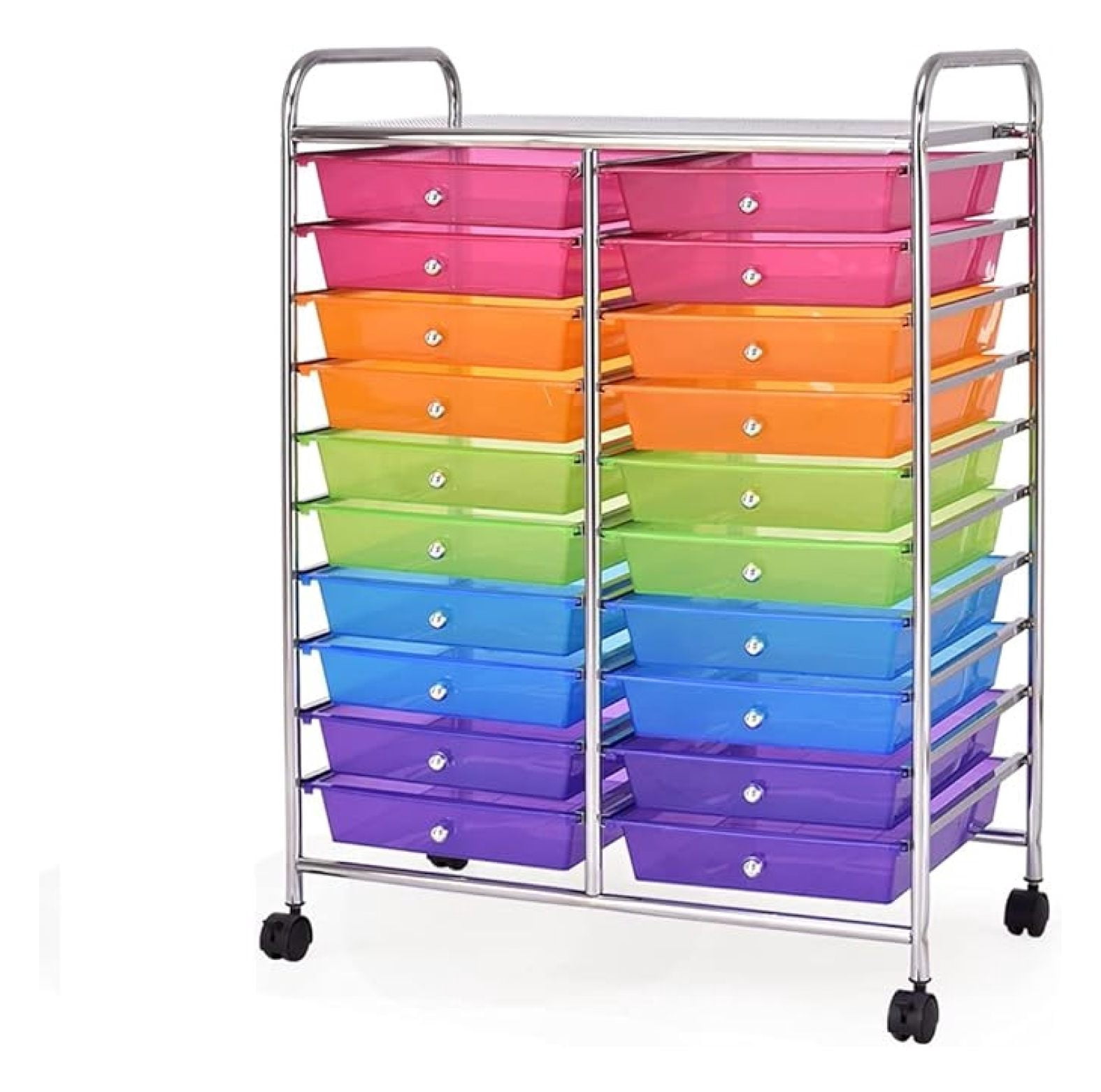 20-Drawer Rolling Storage Cart - Mobile Utility Organizer with Wheels ...