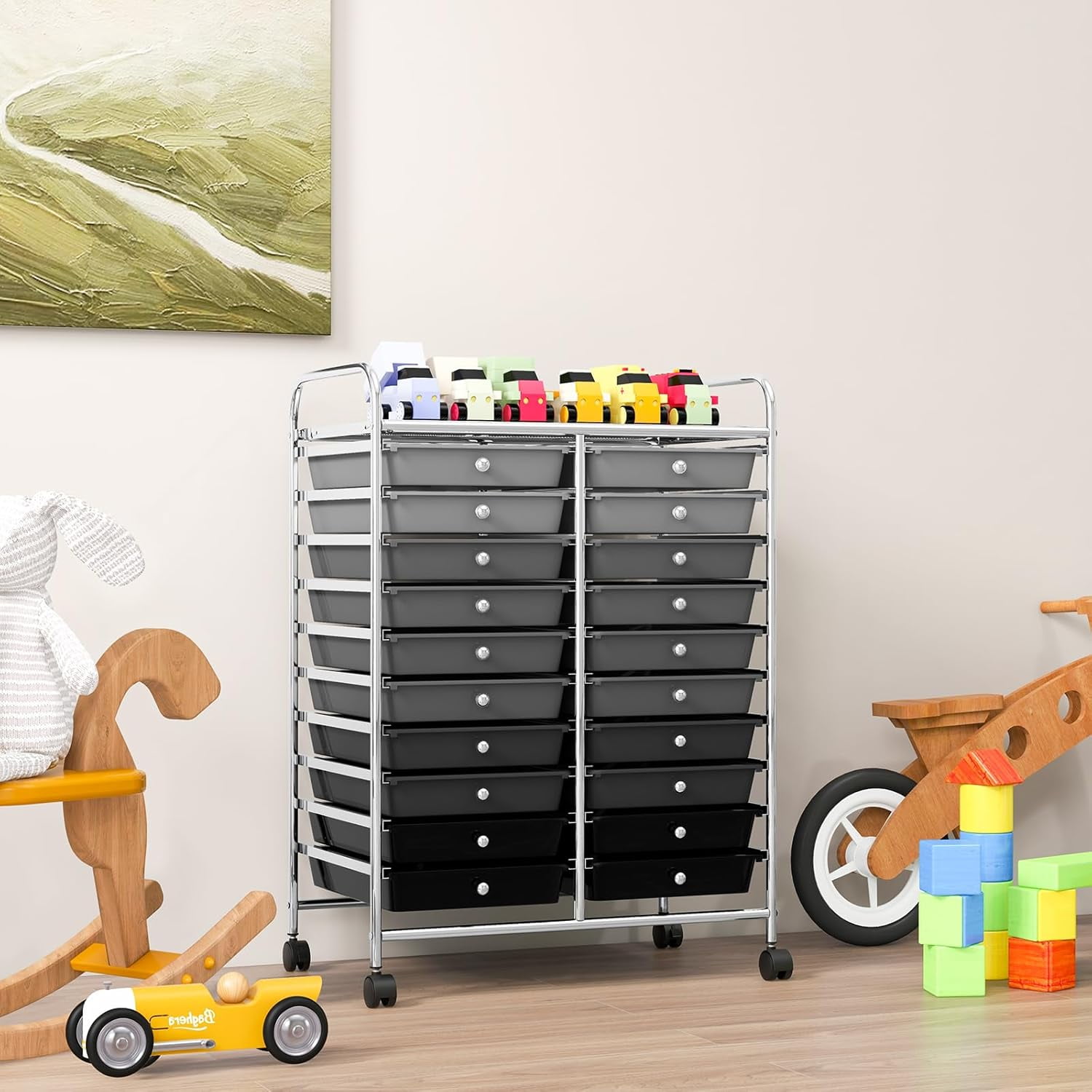 20-Drawer Rolling Storage Cart, Multifunctional Art Craft Organizer ...