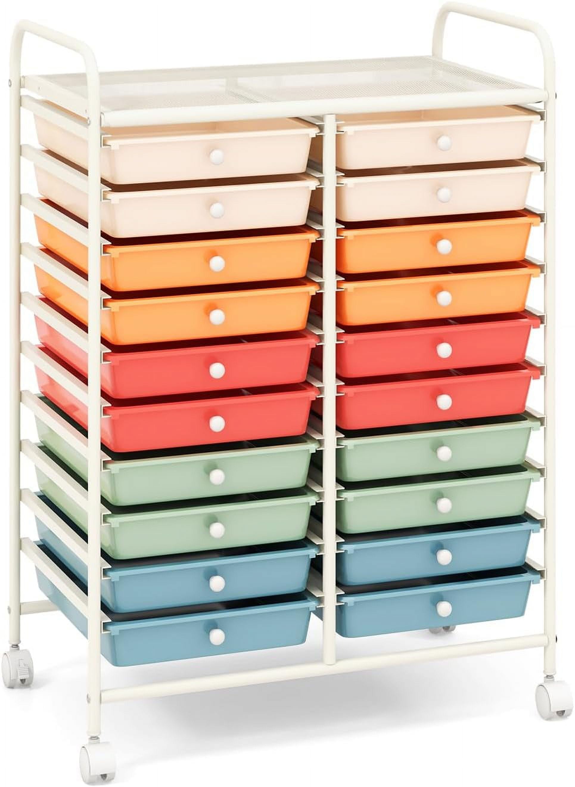 20-Drawer Rolling Storage Cart, Multifunctional Art Craft Organizer ...