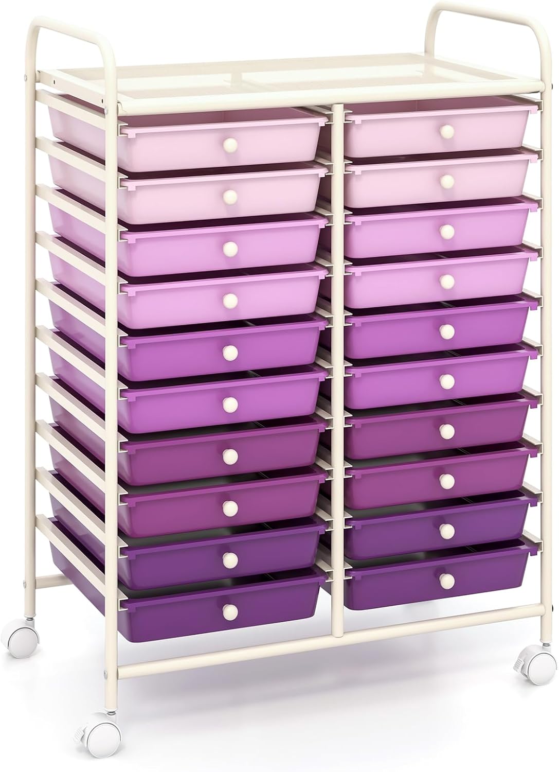 20-Drawer Rolling Storage Cart, Multifunctional Art Craft Organizer ...