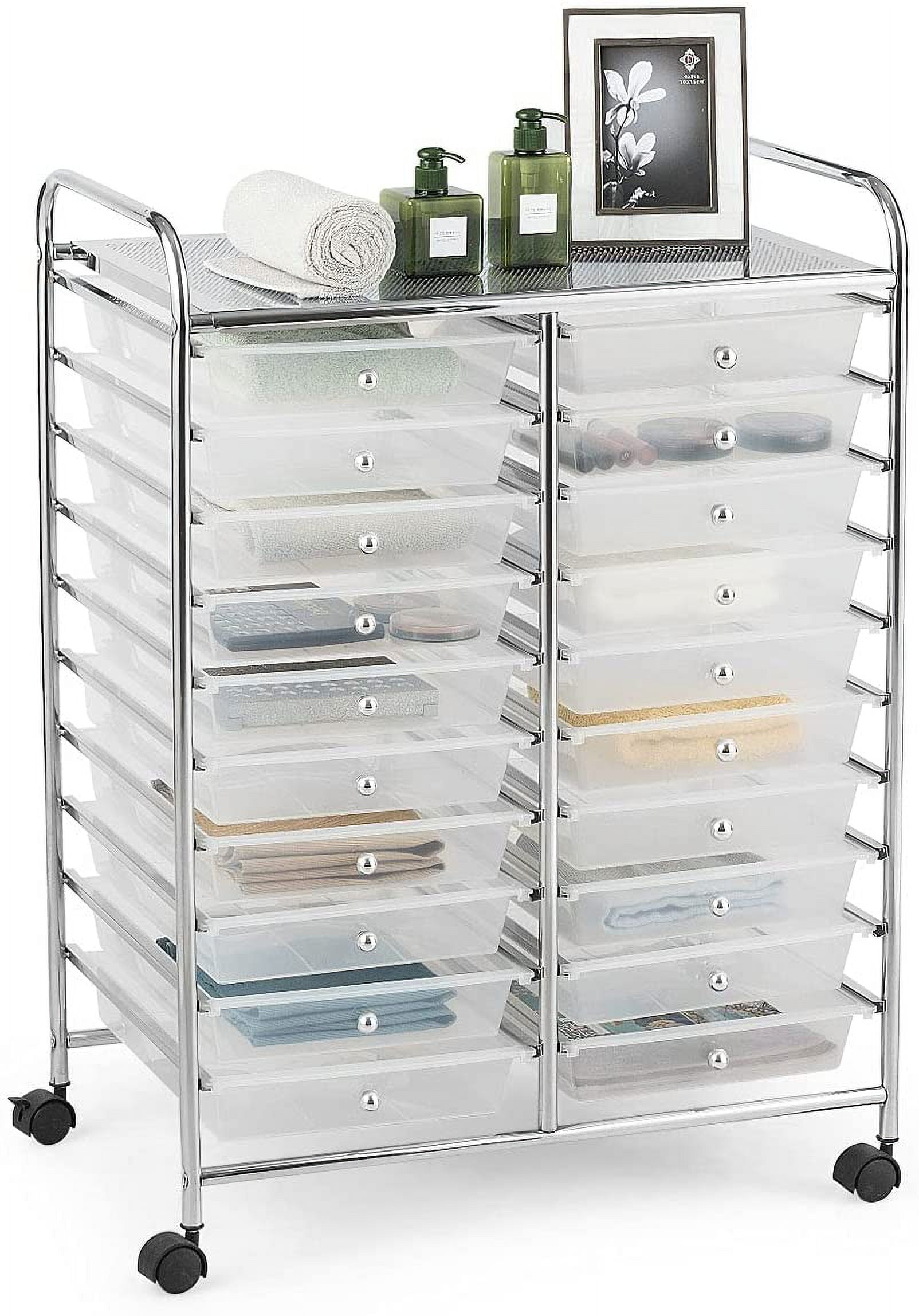 20-Drawer Rolling Storage Cart, Multifunctional Art Craft Organizer ...