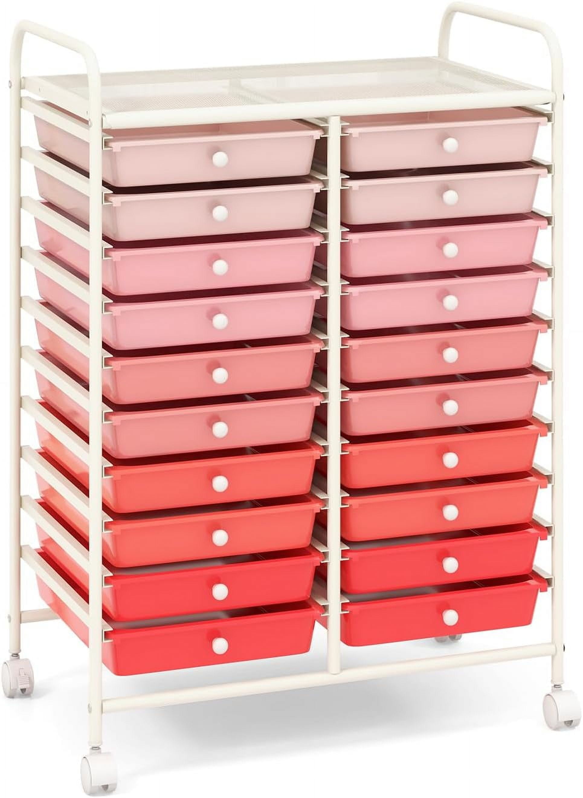 20-Drawer Rolling Storage Cart, Multifunctional Art Craft Organizer ...