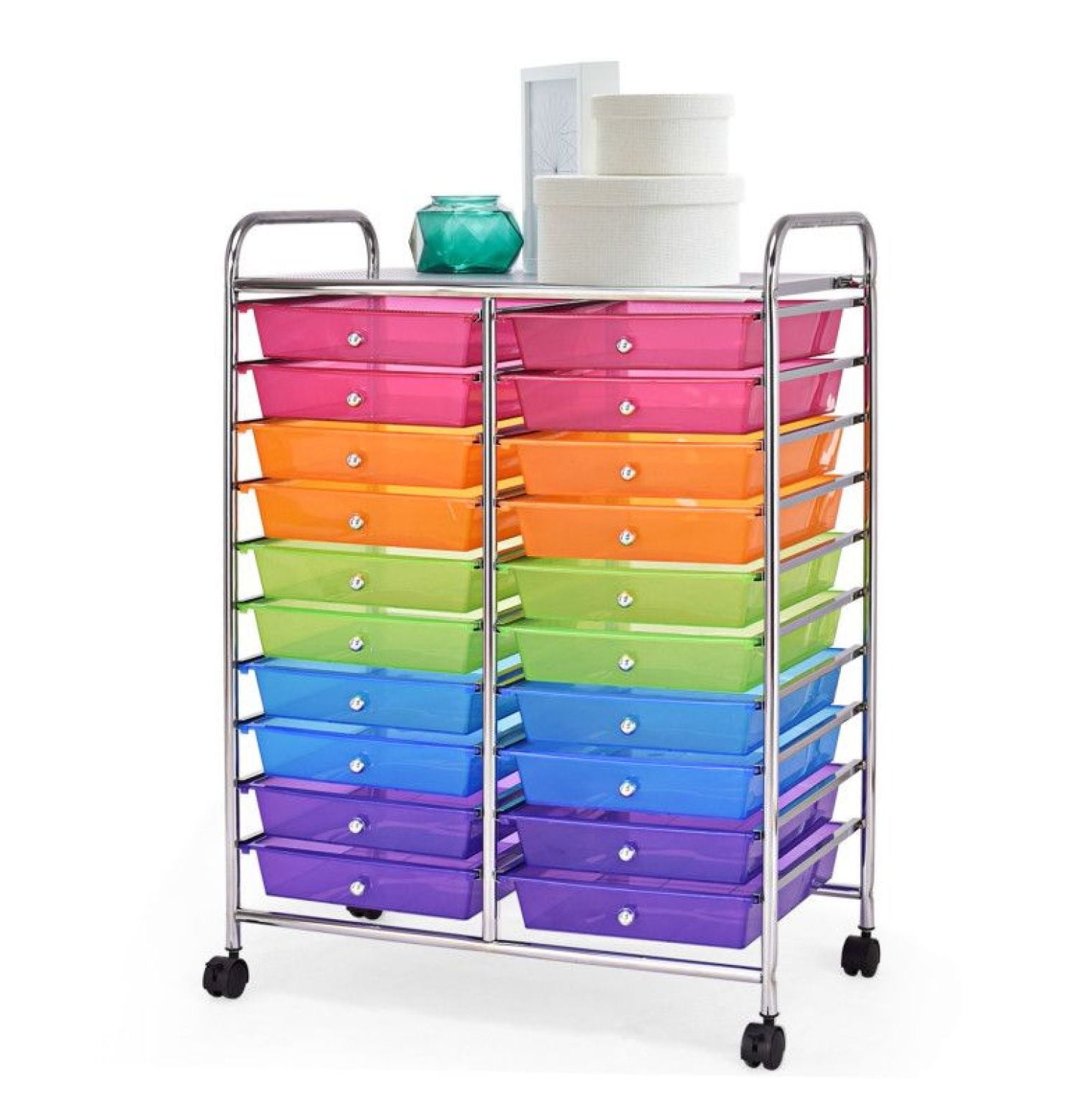 20 Drawer Rolling Storage Cart, Studio Organizer with Wheels ...