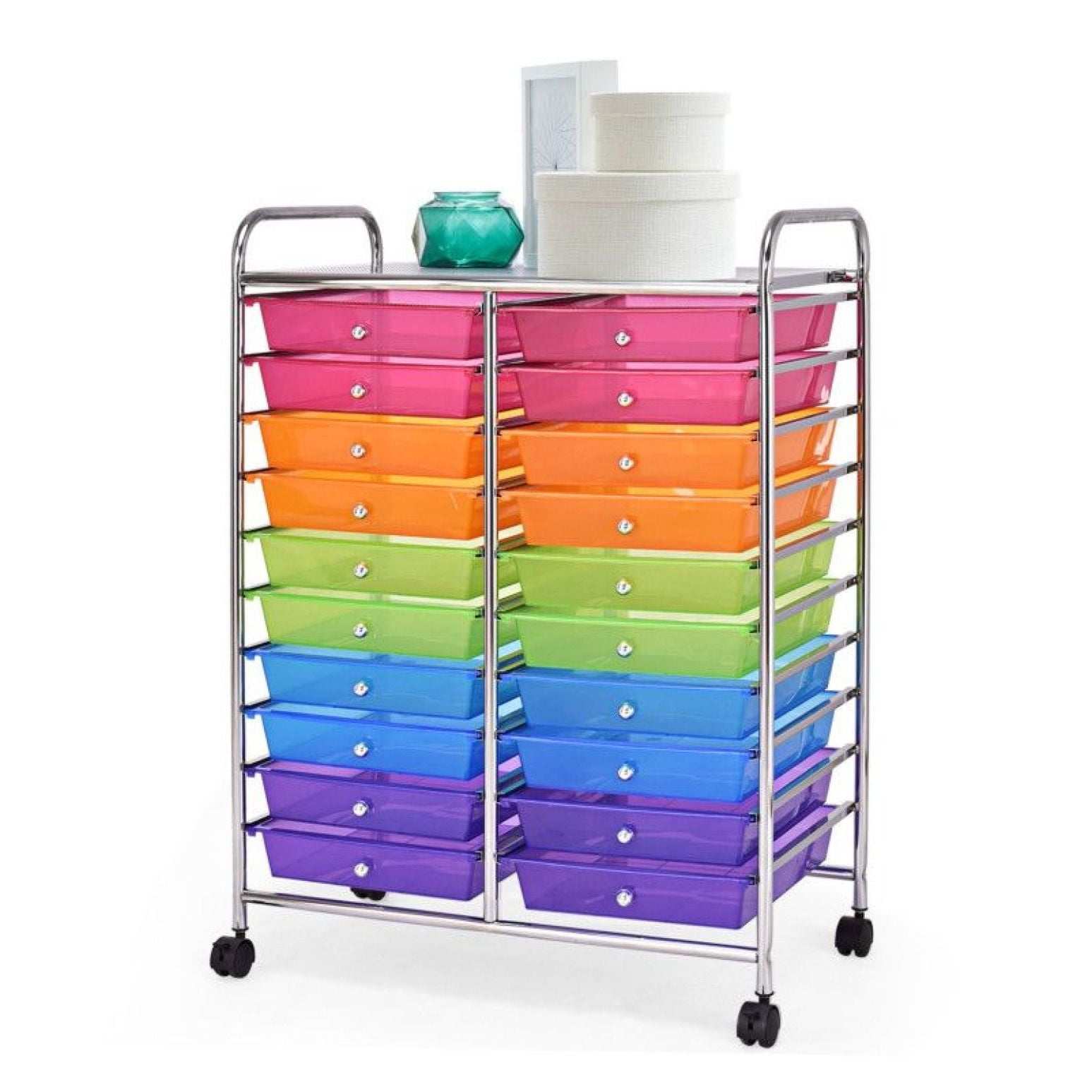 20 Drawer Rolling Storage Cart, Studio Organizer with Wheels ...