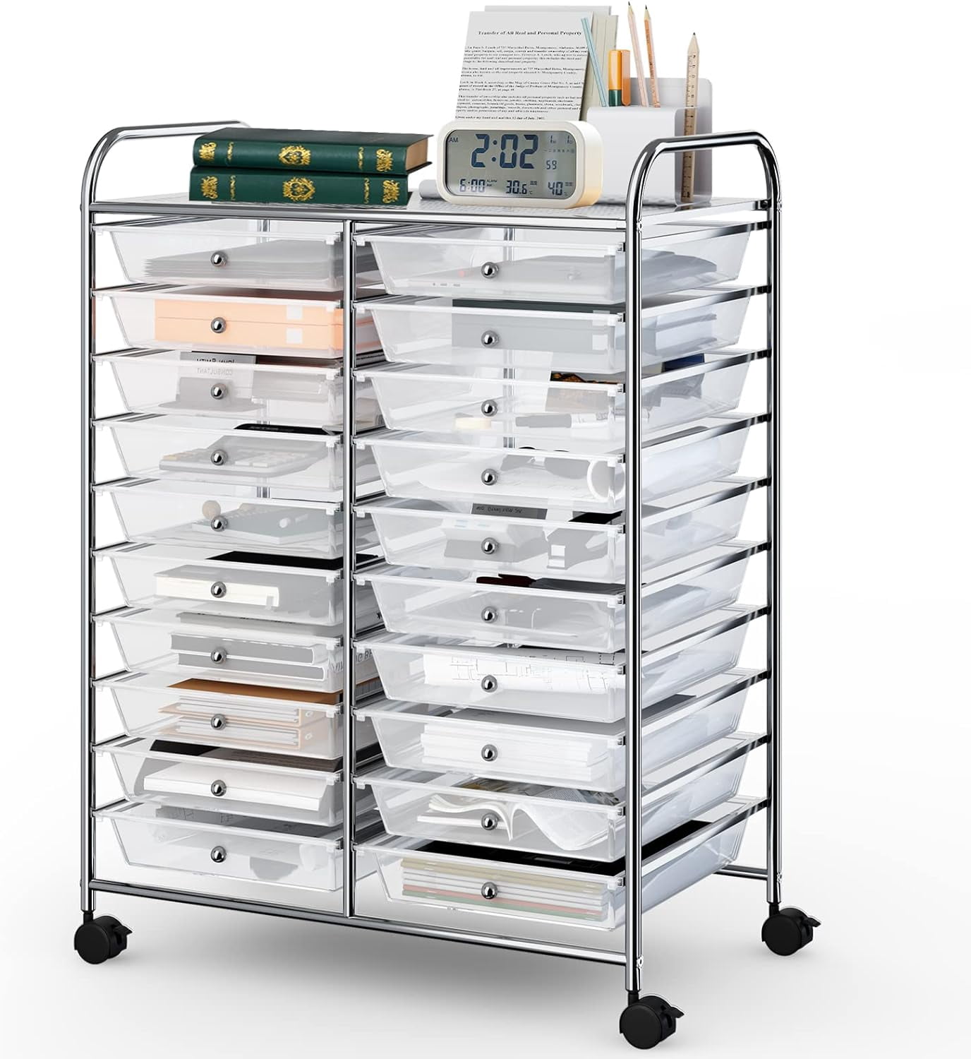 20-Drawer Rolling Storage Cart, Utility Storage Organizer Cart | For ...