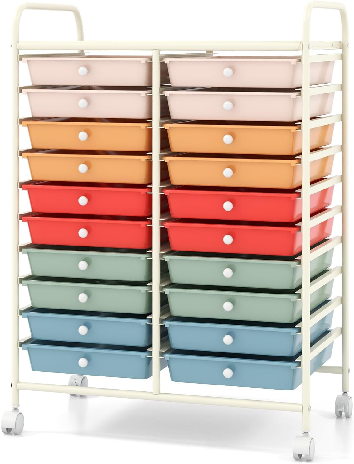 20-Drawer Rolling Storage Cart, Utility Storage Organizer Cart for ...