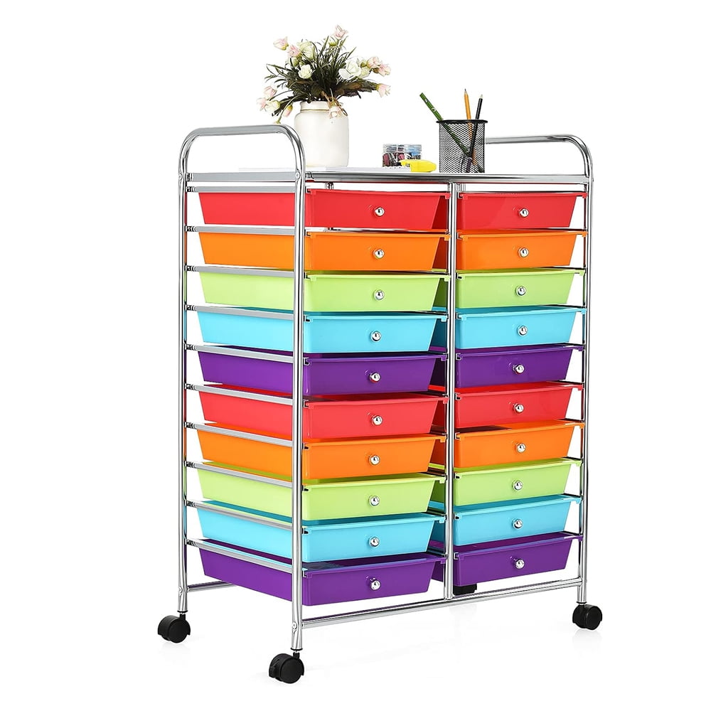 20-Drawer Rolling Storage Cart, Multifunctional Art Craft Organizer ...