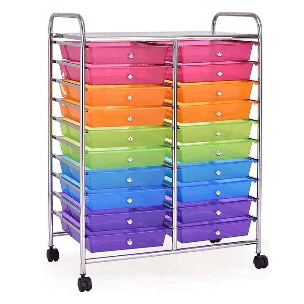 20-Drawer Rolling Storage Cart, Versatile Art Craft Organizer Cart with ...