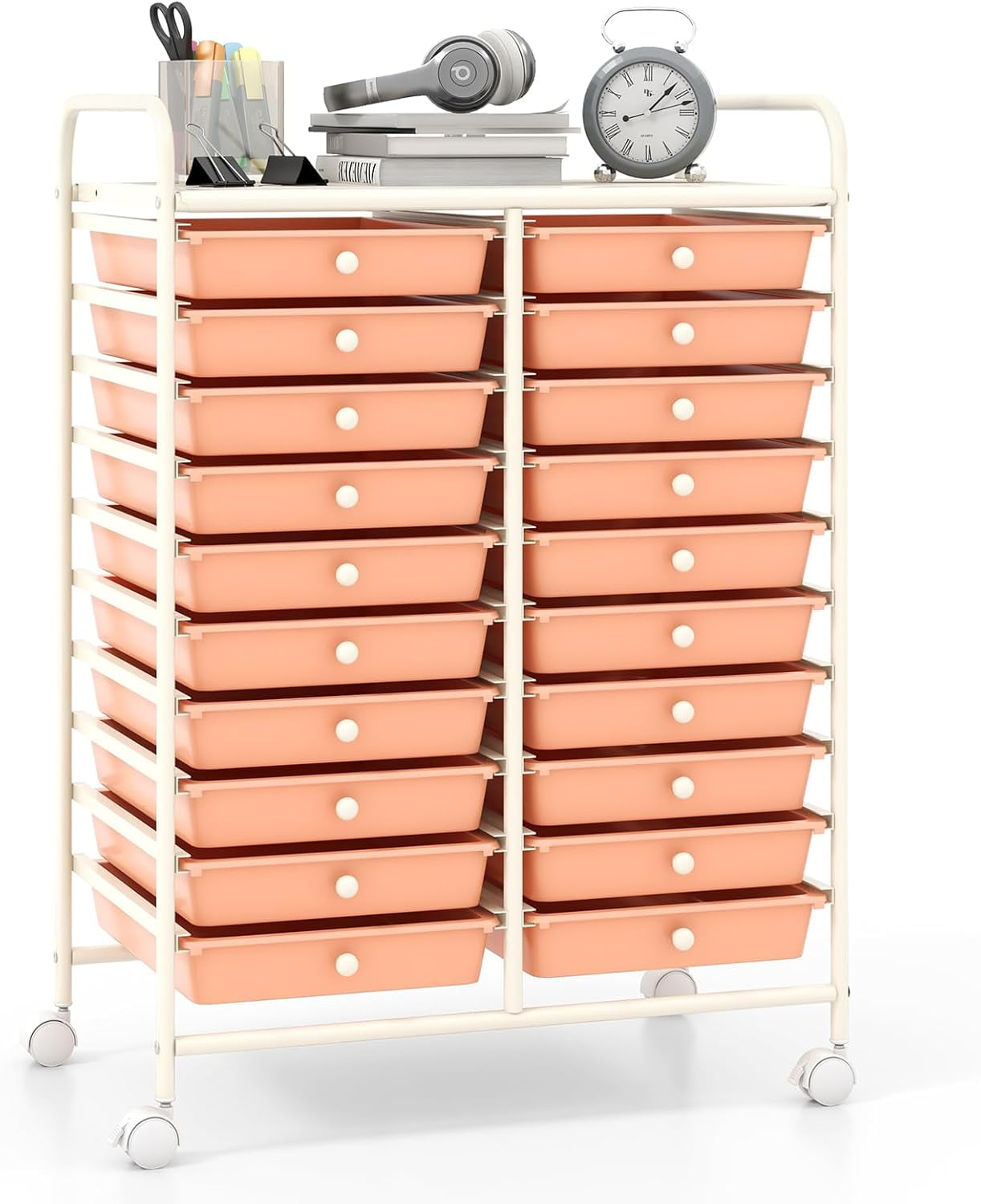 20 Drawers Rolling Cart, Mobile Storage Drawer Cart, Classroom ...