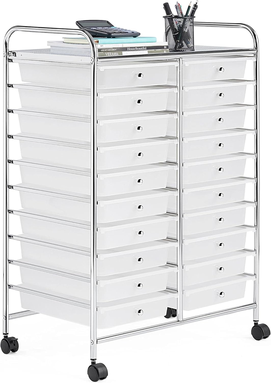 20 Drawers Rolling Storage Cart Multipurpose Movable Organizer Cart ...