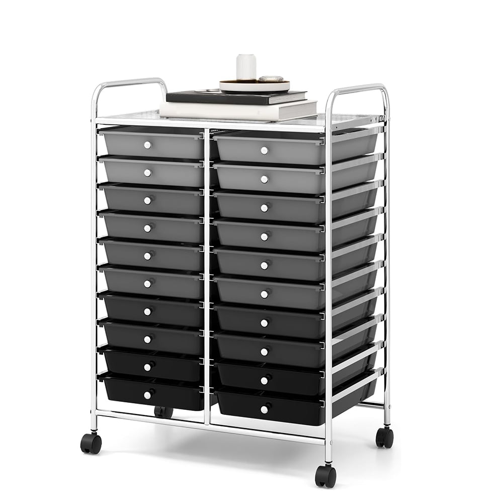 20 Drawers Storage Cart with Rolling Wheels, Multipurpose Mobile ...