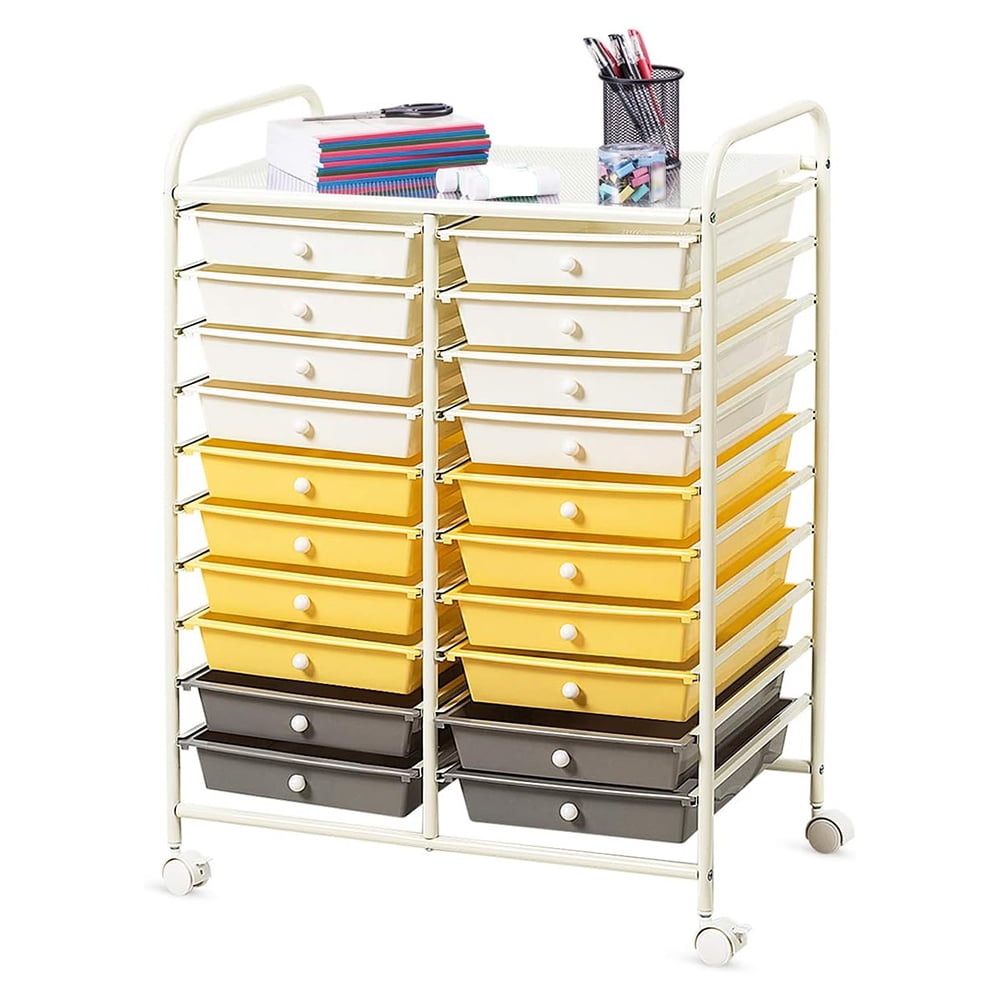 20 Drawers Storage Cart with Rolling Wheels, Versatile Mobile Rolling ...
