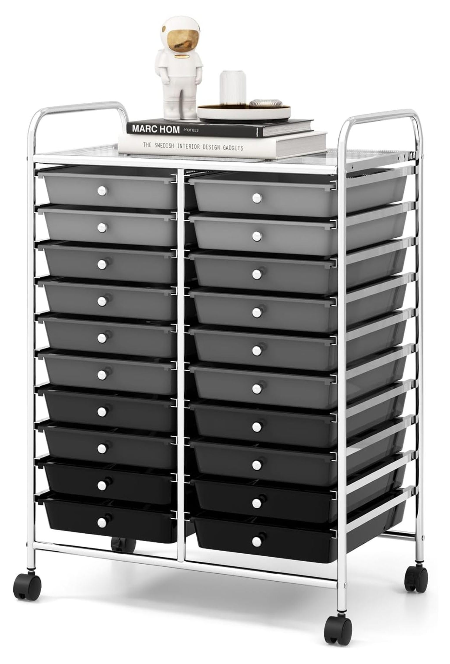 20 Drawers Storage Cart w/Rolling Wheels, Multipurpose Mobile Rolling ...