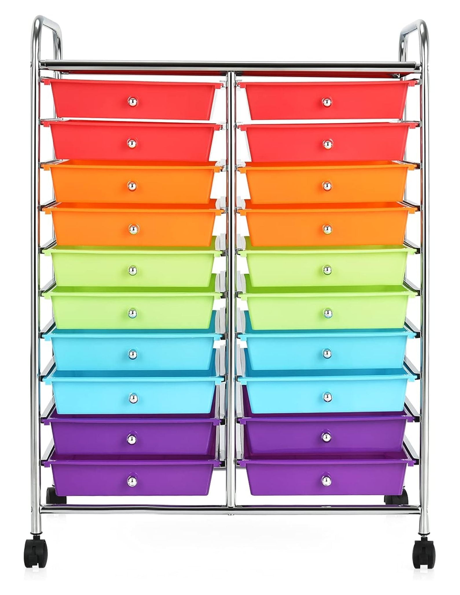 20 Drawers Storage Cart w/Rolling Wheels, Multipurpose Mobile Rolling ...