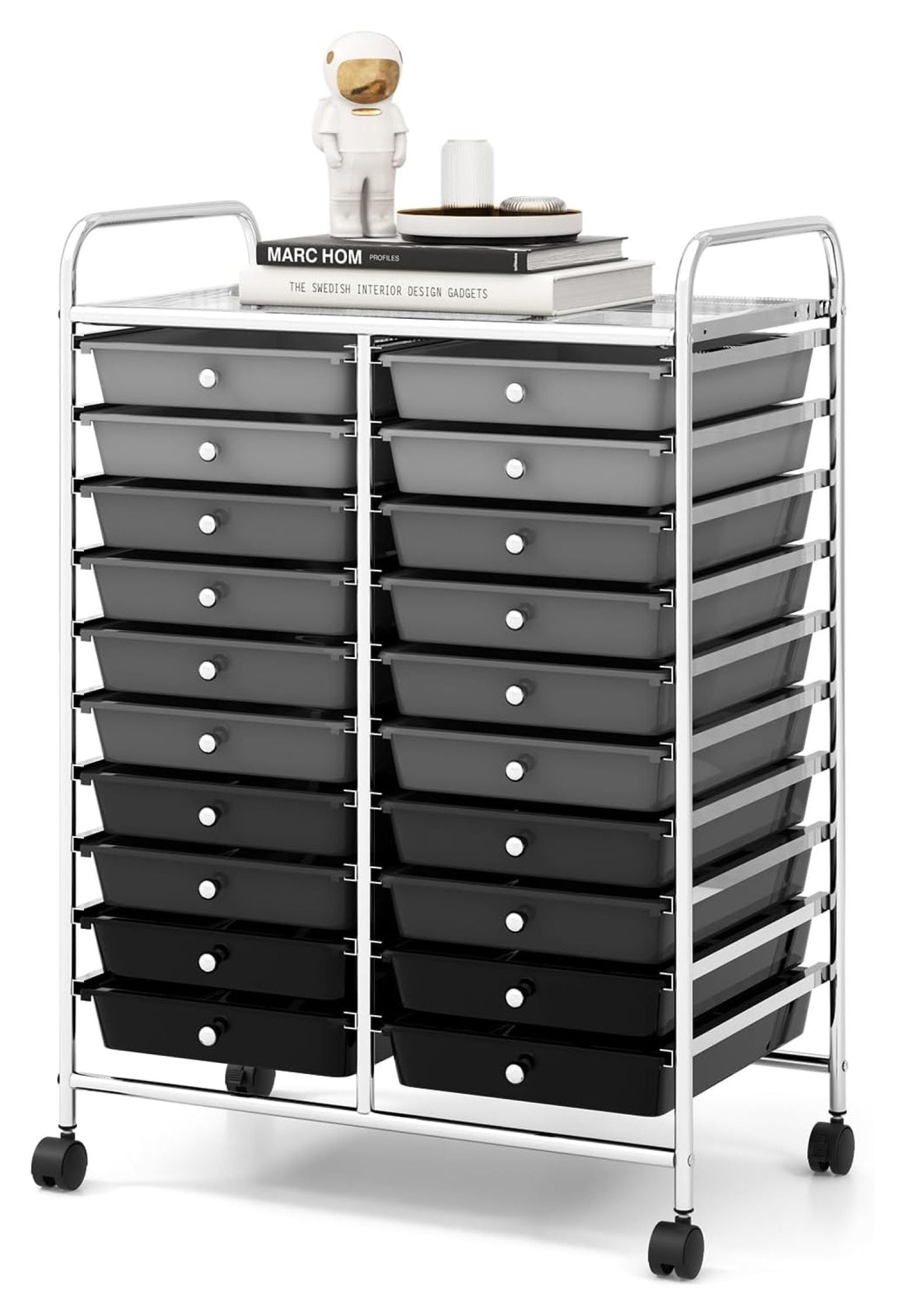 20 Drawers Storage Cart w/Rolling Wheels, Multipurpose Mobile Rolling ...