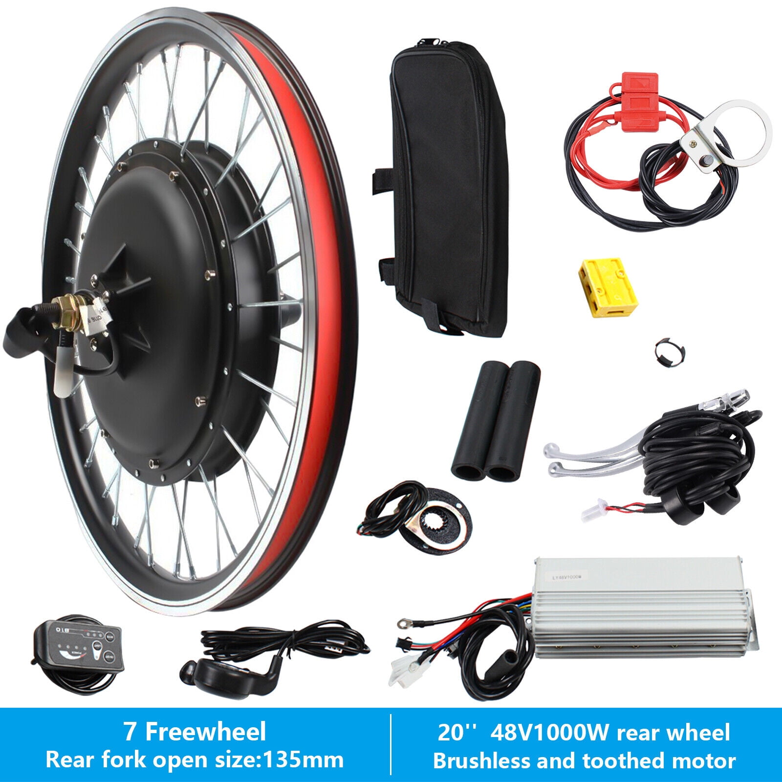20" EBike Bicycle Conversion Kit 1000W Electric Front / Rear Wheel Hub ...