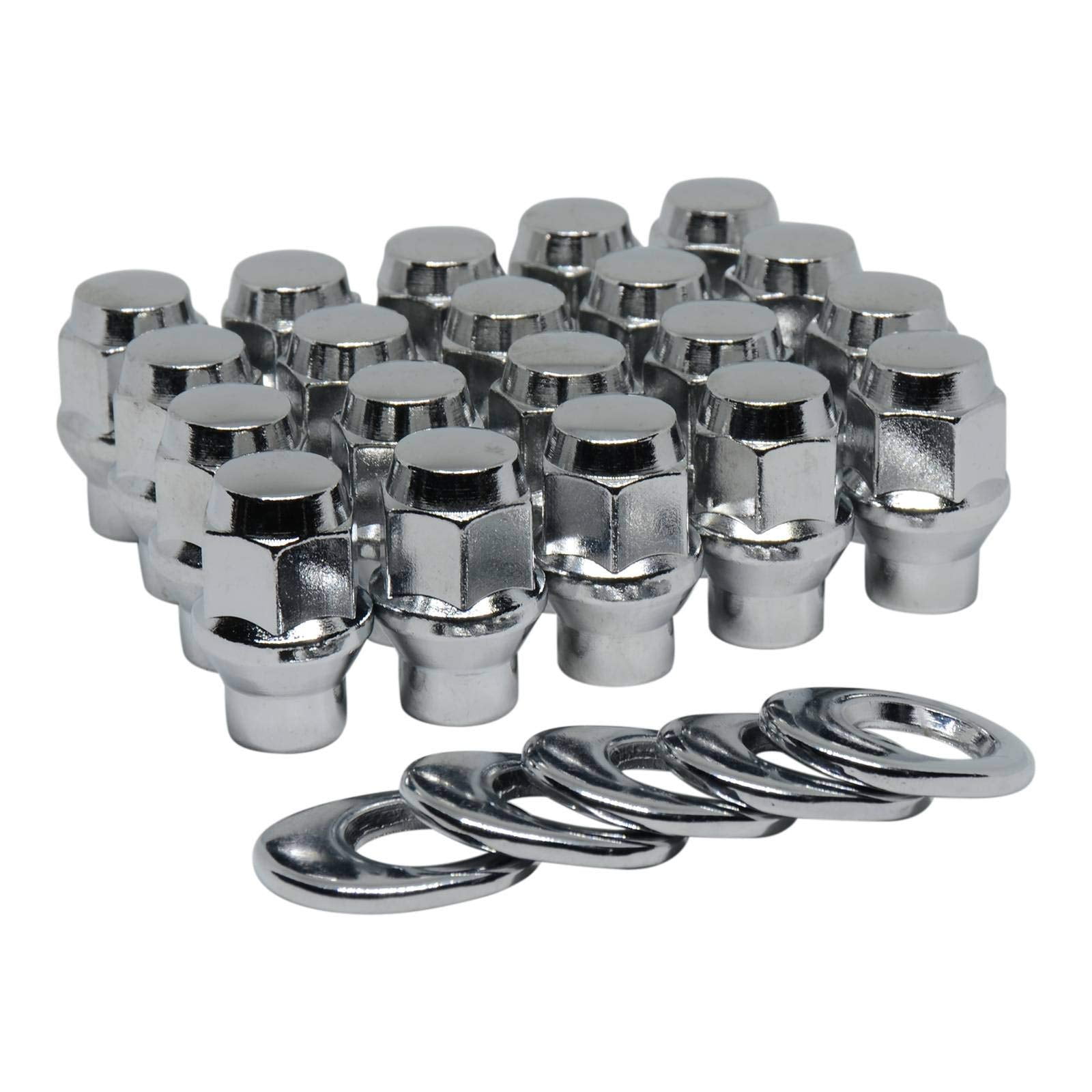 20 ET Bulge Conical Lug Nuts 12mmx1.5 with Offset Washers 5/16" Shank 0 ...