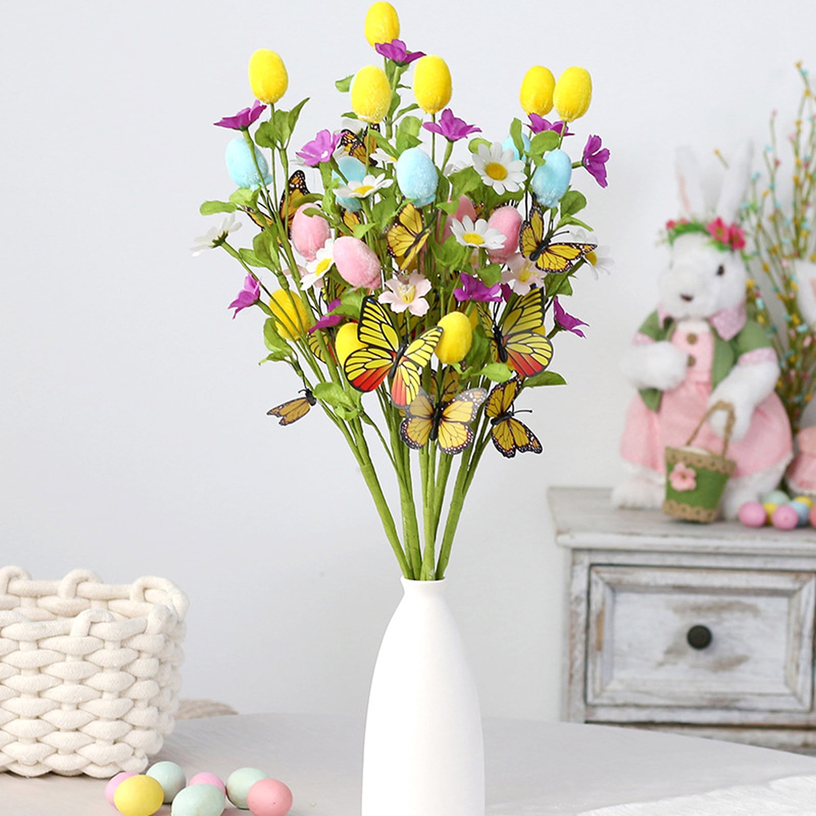 20" Easter Decorations Colorful Eggs Bouquet Accessories With Butterfly ...