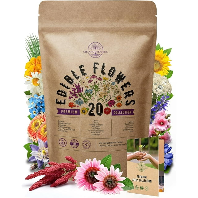20 Edible Flower Seeds Variety Pack for Planting Indoor & Outdoors ...
