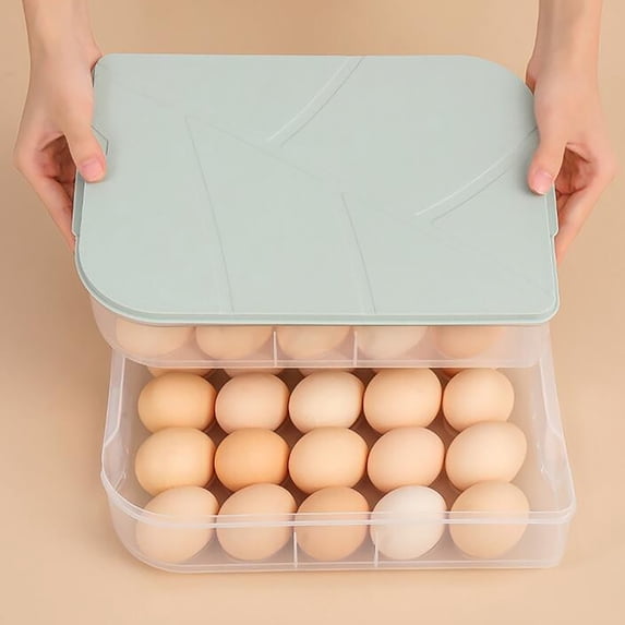 20 Egg Container Refrigerator Storage Box, Portable Picnic Egg Carrier ...