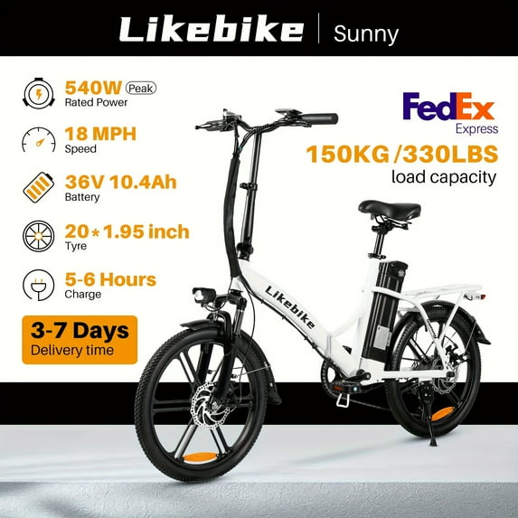 20" Electric Bike for Adults, Max 25Miles(Pedal Assist) &540W Peak Motor, Folding 18Mph 7.8/9/10 ...