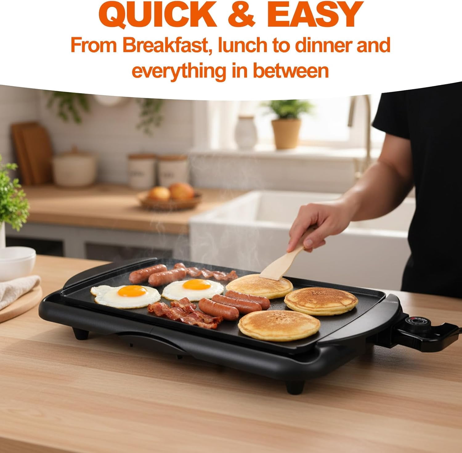 20" Electric Griddle, Ceramic Non-Stick Baking Pan Attemperation ...