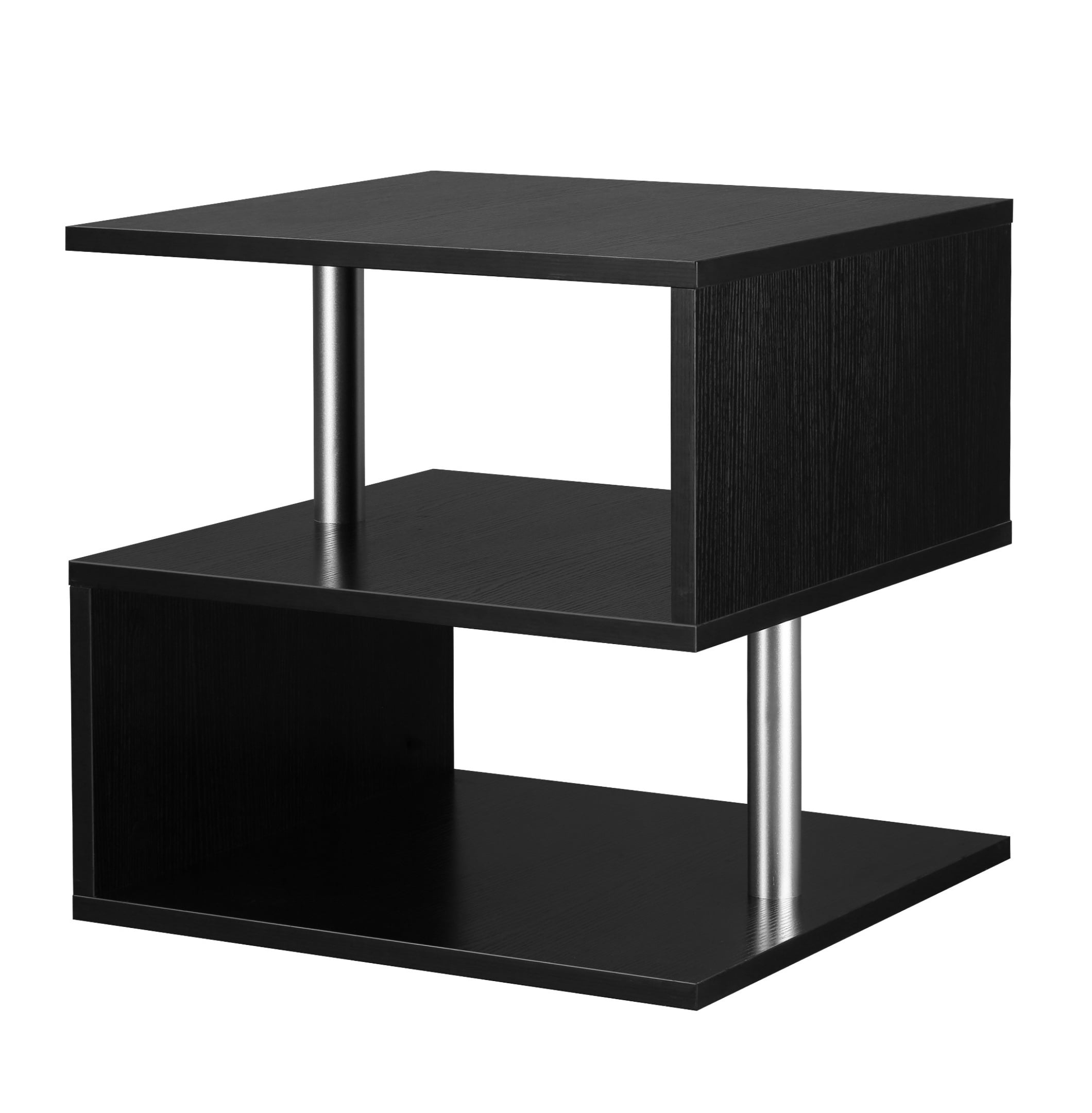 20" End Table, Black Accent Side Table with Storage, S-Shaped Coffee ...