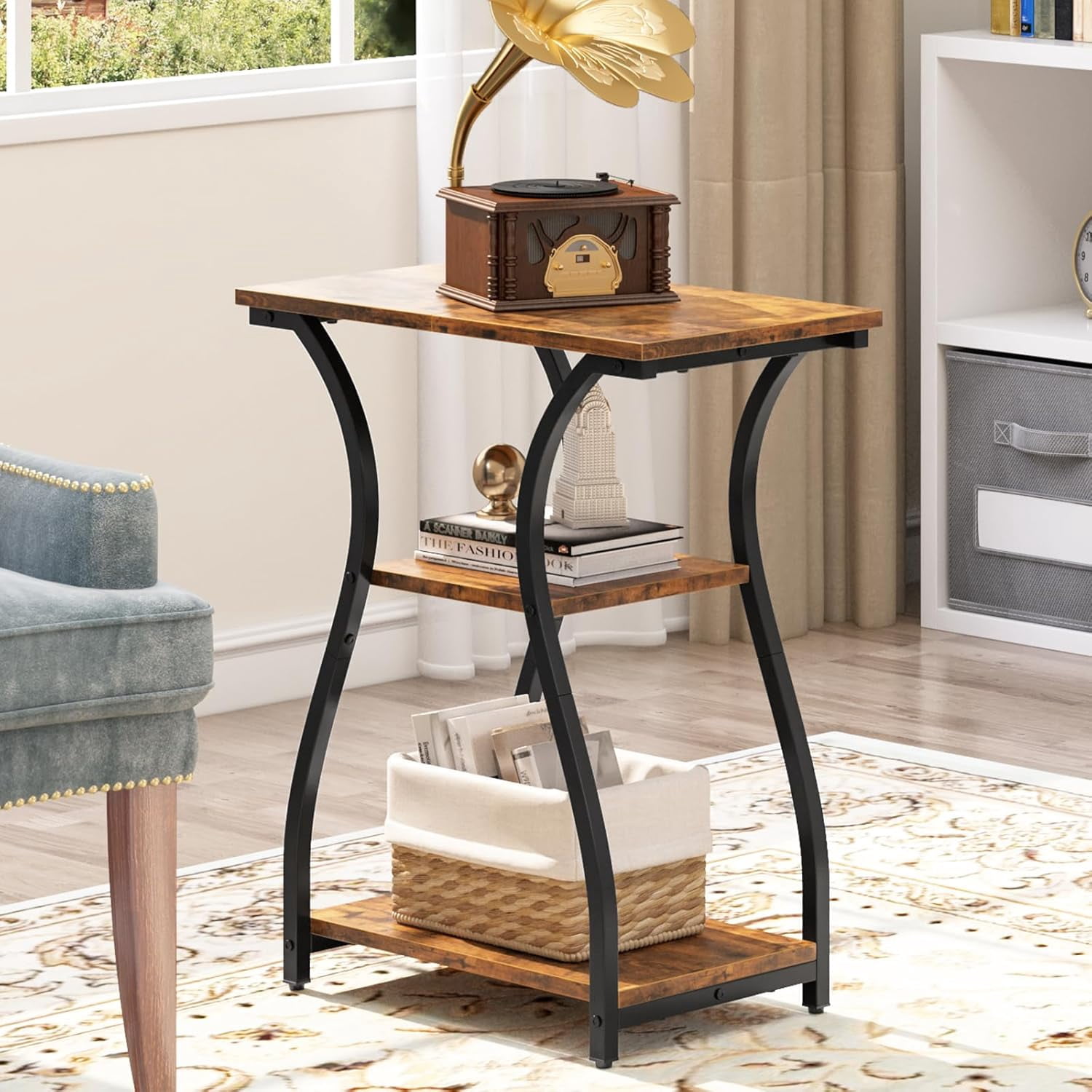 20" End Tables Living Room, 3 Tier Side Table Beside Sofa, Nightstand ...
