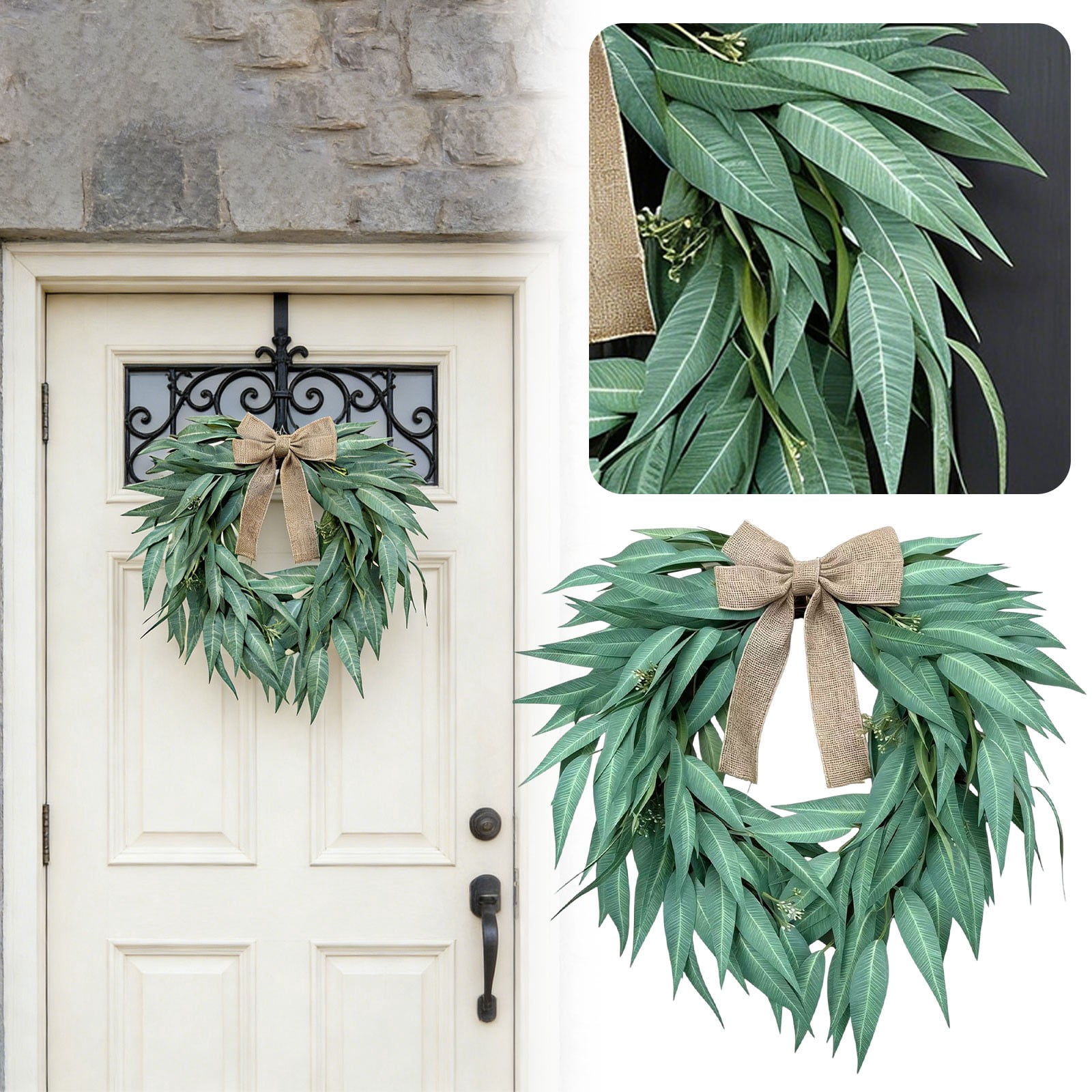 20″ Eucalyptus Wreath, Botanical Spring & Summer Farmhouse Front Door ...