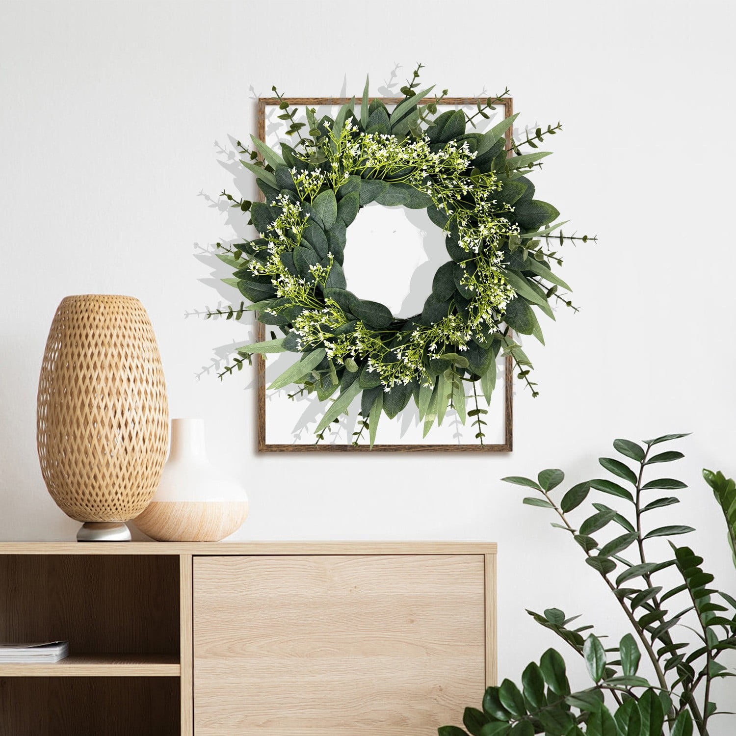 20" Eucalyptus Wreath for Front Door, Porch, Window - Green Decor for ...