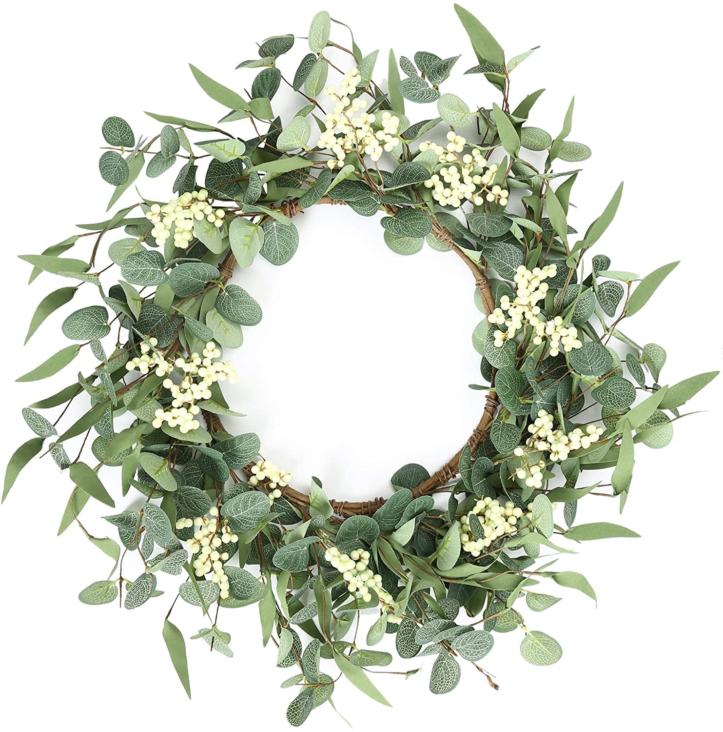 20'' Eucalyptus Wreath for Front Door, Porch, Window - Green Decor for ...