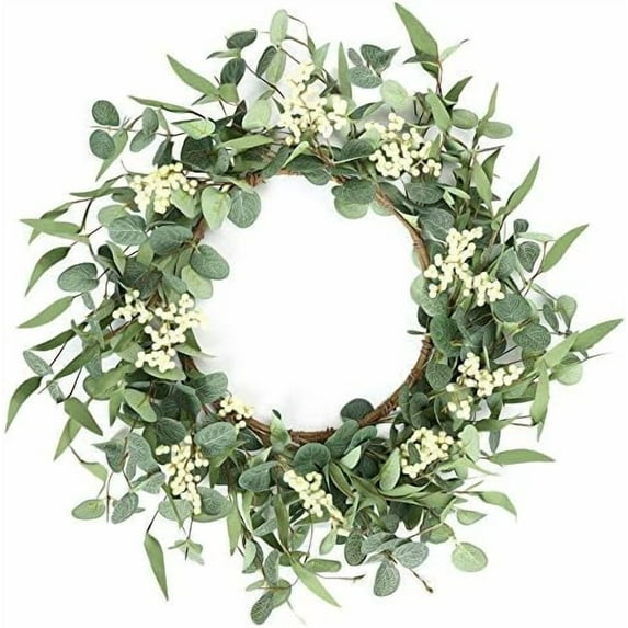 20'' Eucalyptus Wreath for Front Door, Porch, Window - Green Decor for ...