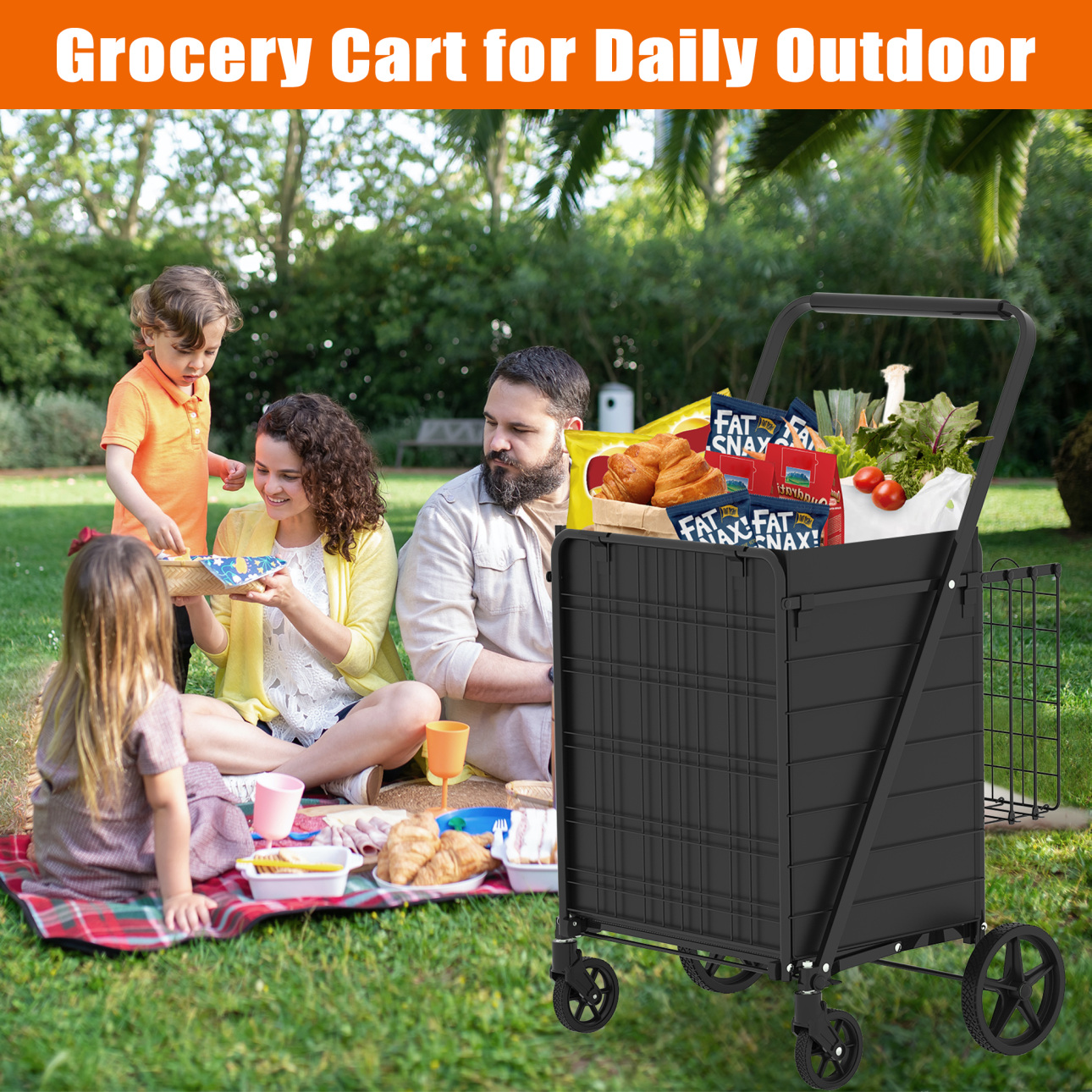 20'' Extra Large Shopping Cart with Higher handle,Grocery Cart with ...