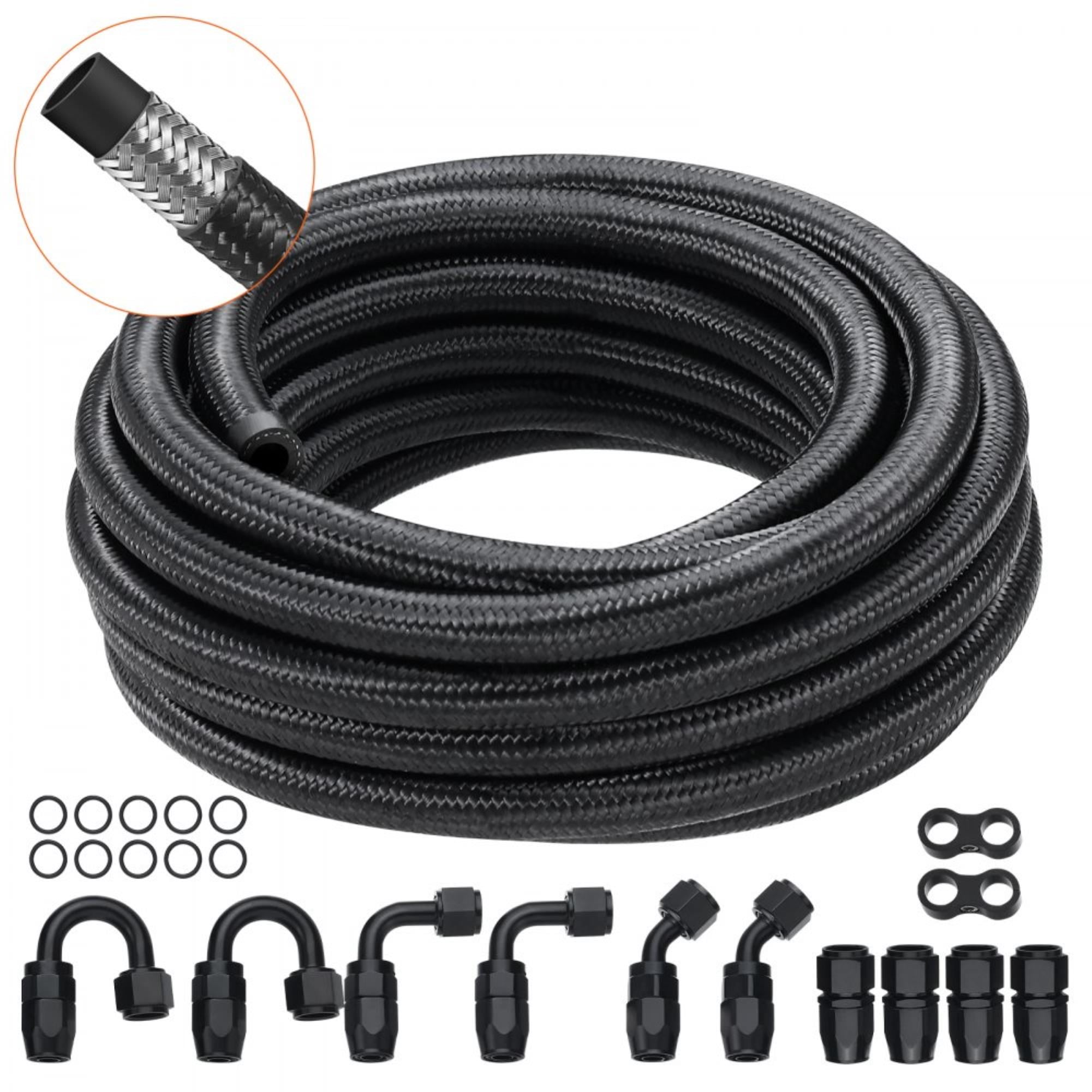 20 FT 6AN Fuel Line Kit - Durable Nylon Stainless Steel Braided Fuel ...