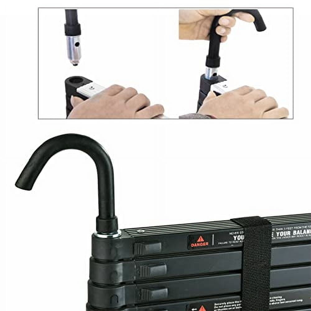 20 FT Aluminum Telescoping Ladder with 2 Detachable Roof Hooks(2.8 inch ...