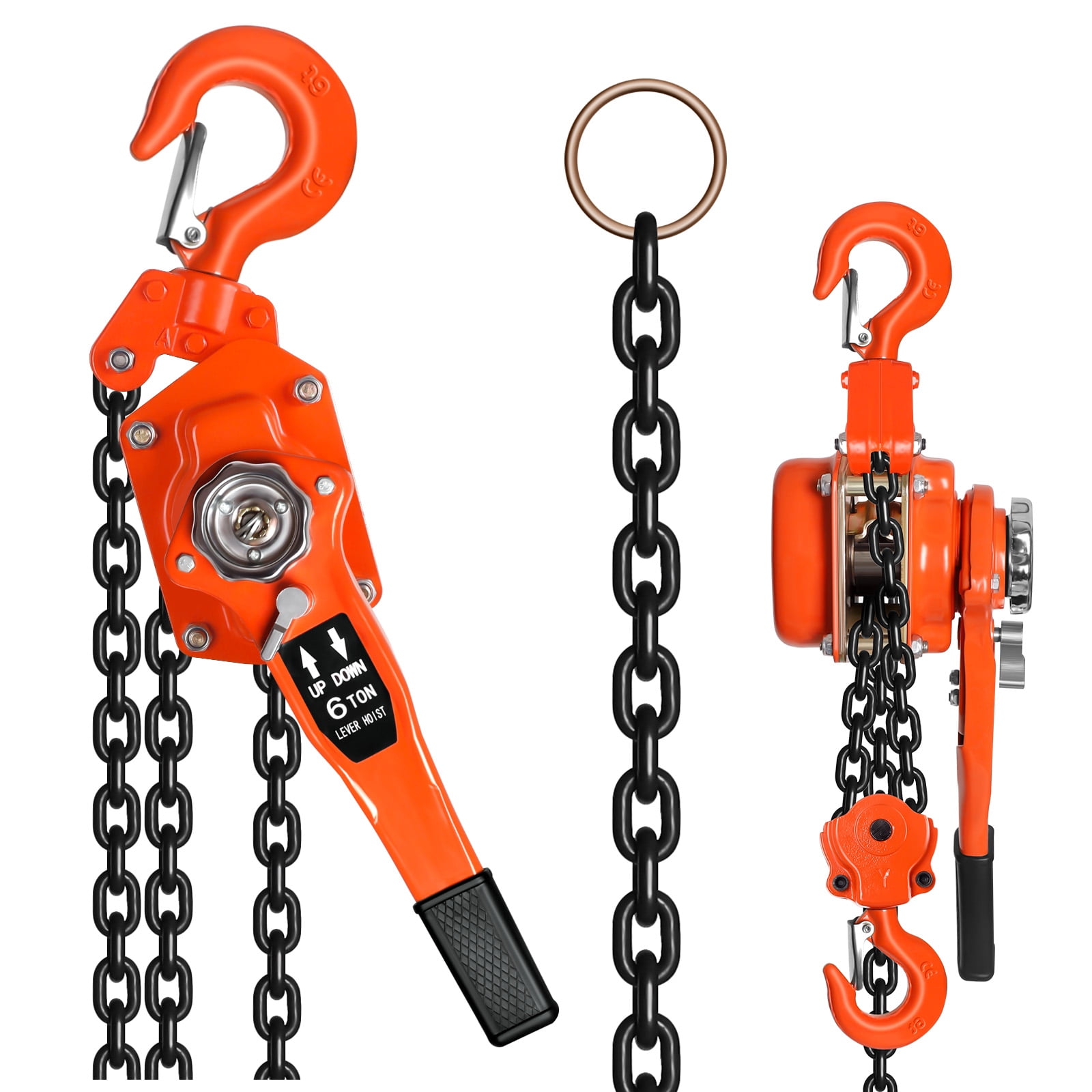 20 FT Chain Hoist, 13200 LBS / 6T G80 Heavy Duty Manual Ratchet Lever ...