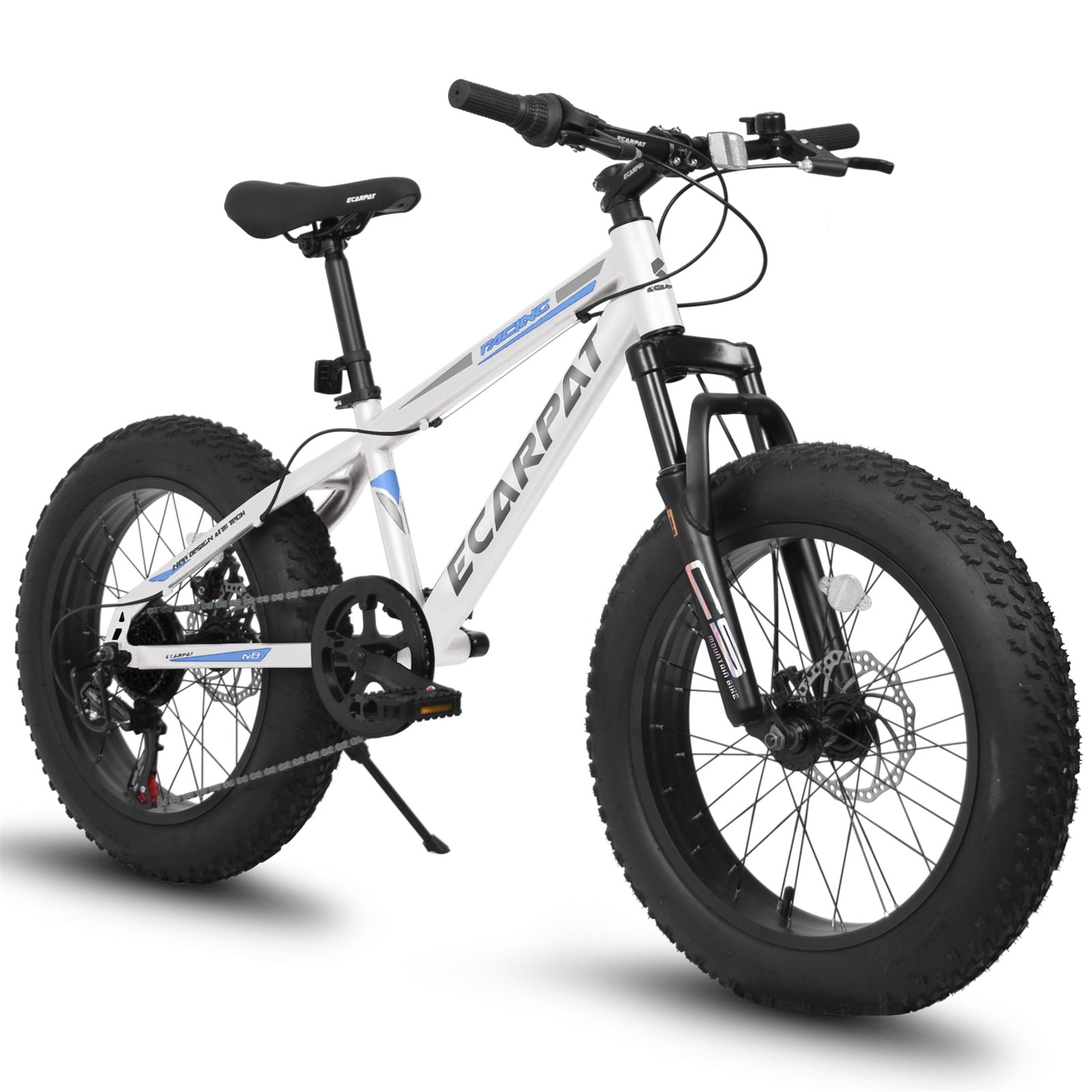 20" Fat Tire Bike Adult/Teen Full 7 Speed Mountain Bike, Dual Disc ...