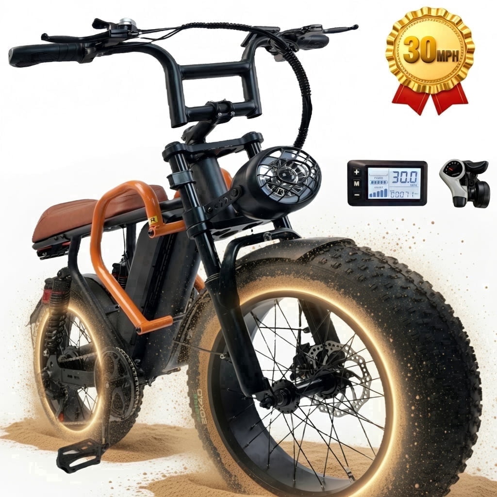 20'' Fat Tire E-Mountain Bicycle for Adults, Peak 750W Motor Electric ...